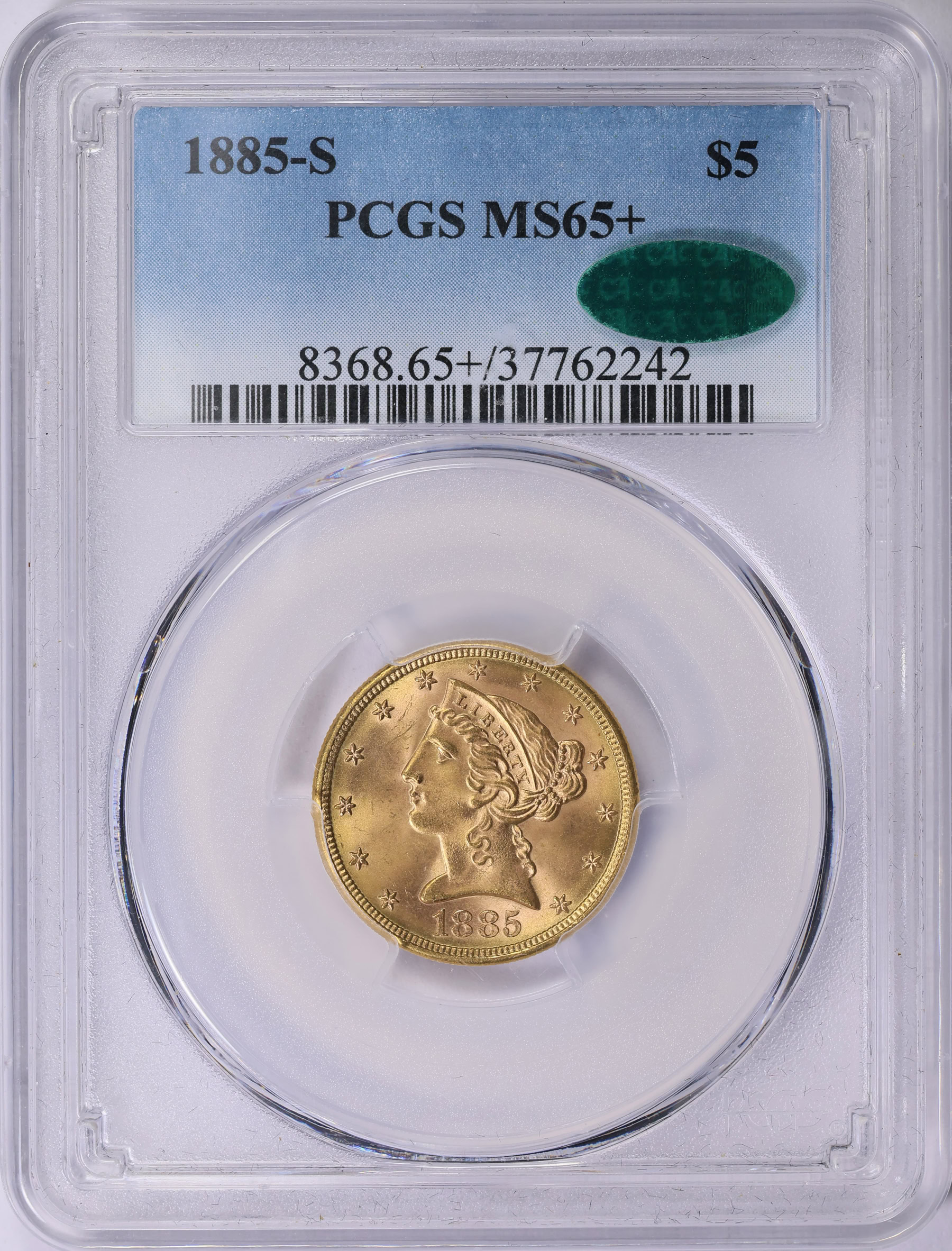 1885-S Liberty Gold Half Eagle PCGS MS-65+ (CAC Green) (Item 1785377) | GreatCollections Coin ...
