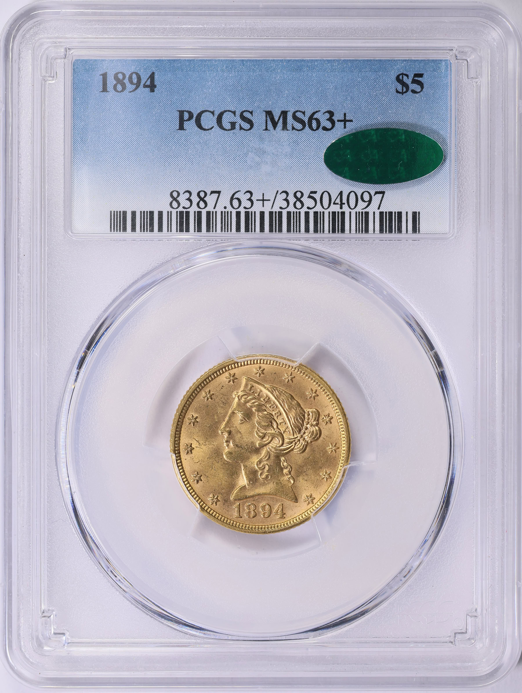 1894 Liberty Gold Half Eagle PCGS MS-63+ (CAC Green) (Item 1785380) | GreatCollections Coin Auctions