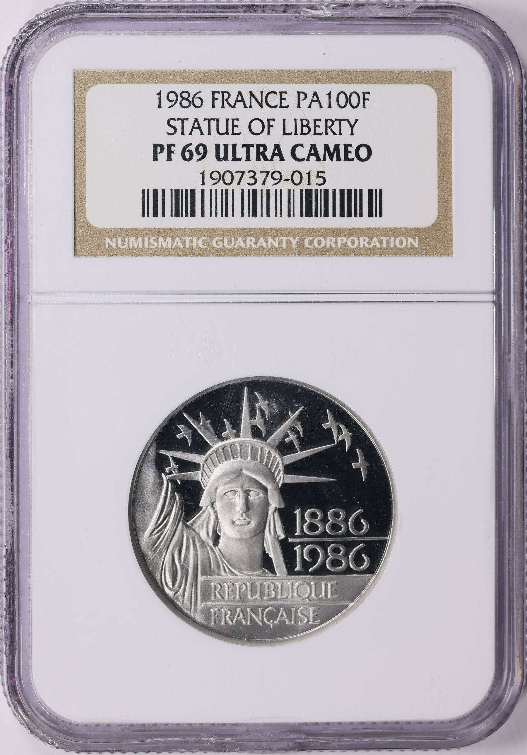 France 1986 Palladium 100 Francs Statue of Liberty Centennial KM-960d ...