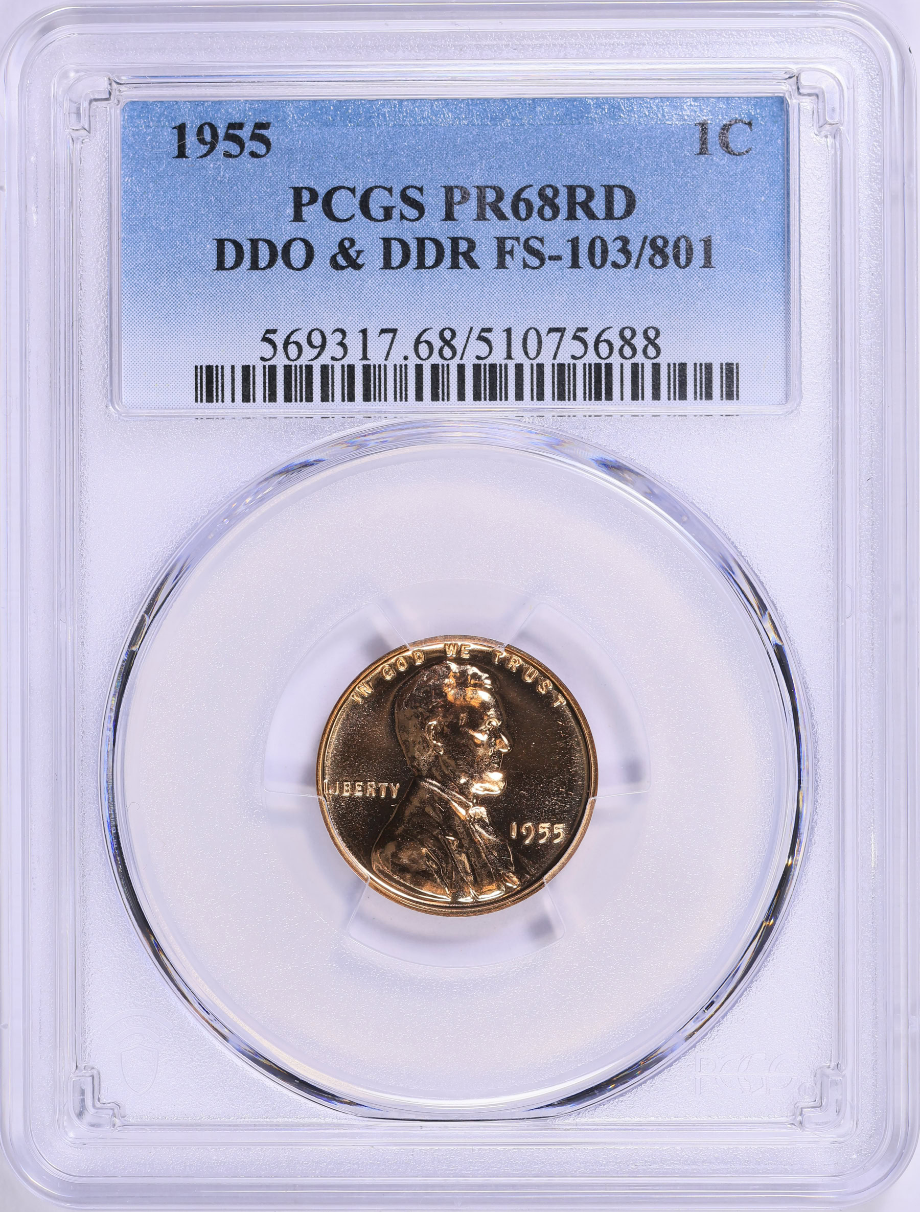 1955 Lincoln Cent DDO & DDR FS-103/801 PCGS Proof-68 RD (Item 1785432 ...