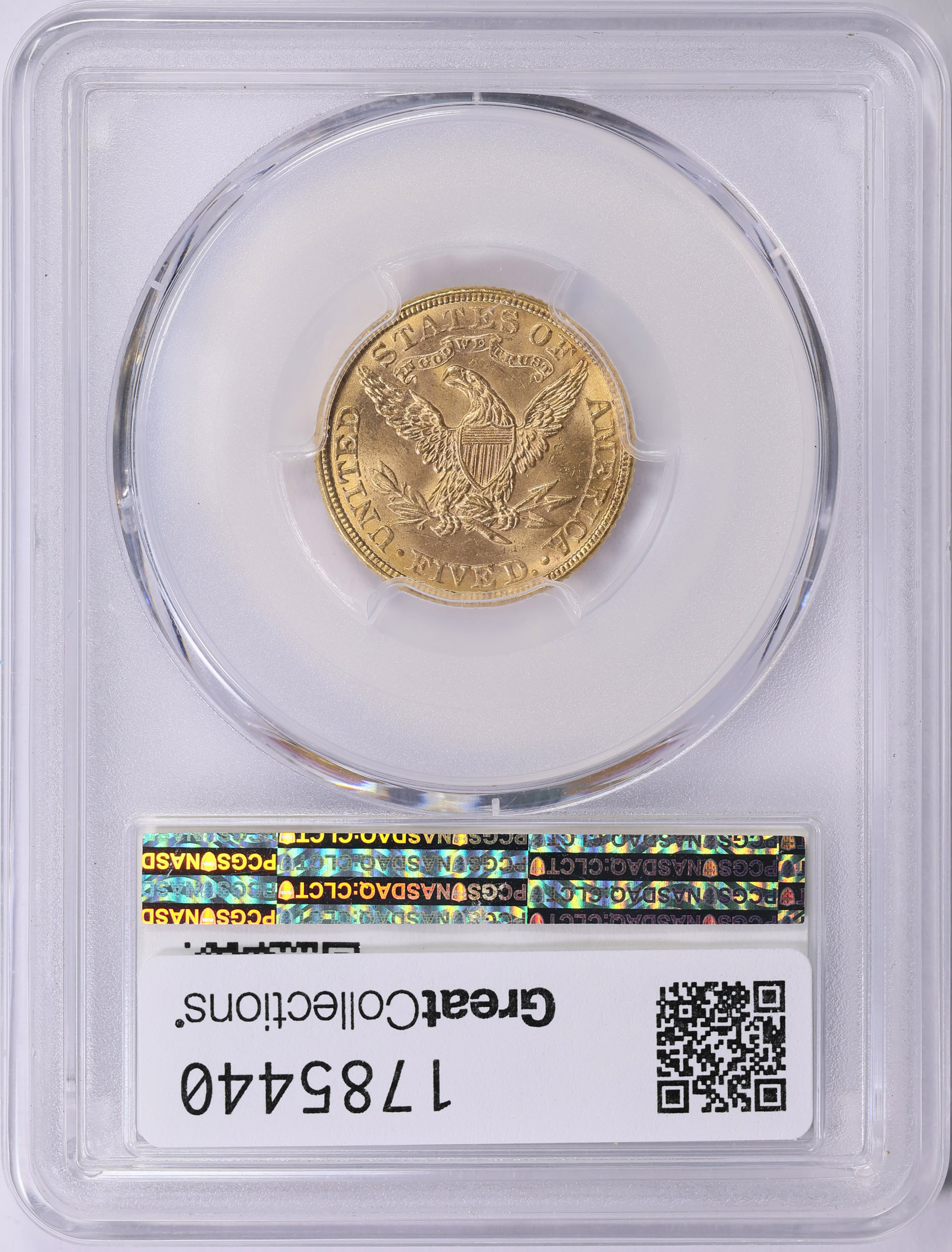 1882 Liberty Gold Half Eagle PCGS MS-64+ (CAC Green) (Item 1785440) | GreatCollections Coin Auctions