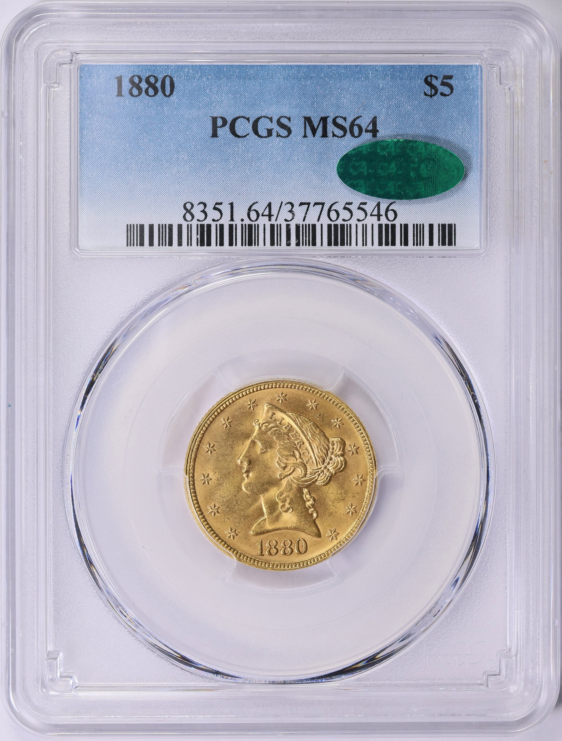 1880 Liberty Gold Half Eagle PCGS MS-64 (CAC Green) (Item 1785441) | GreatCollections Coin Auctions