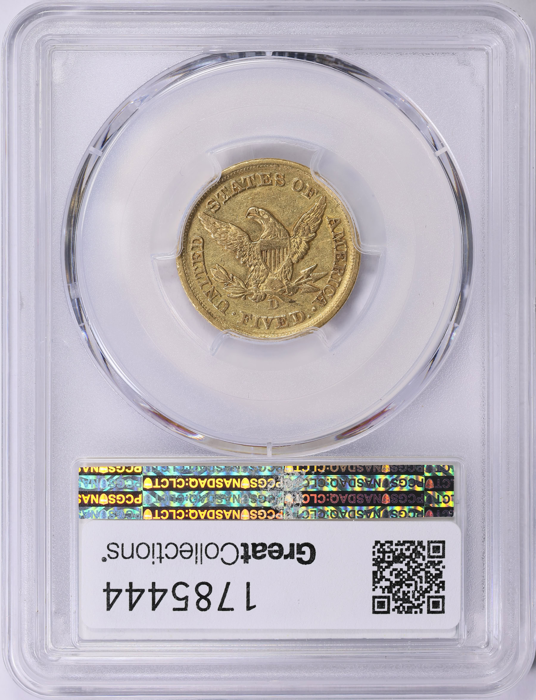 1852-D Liberty Gold Half Eagle PCGS AU-53 (CAC Green) (Item 1785444) | GreatCollections Coin ...