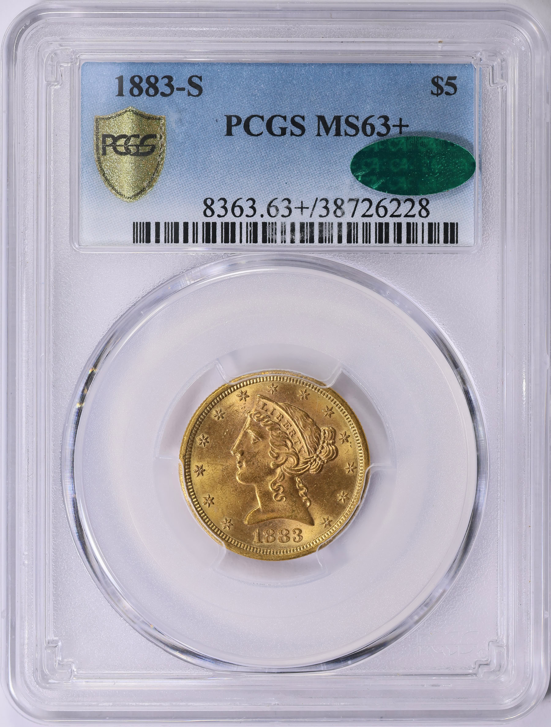 1883-S Liberty Gold Half Eagle PCGS MS-63+ (CAC Green) (Item 1785450) | GreatCollections Coin ...