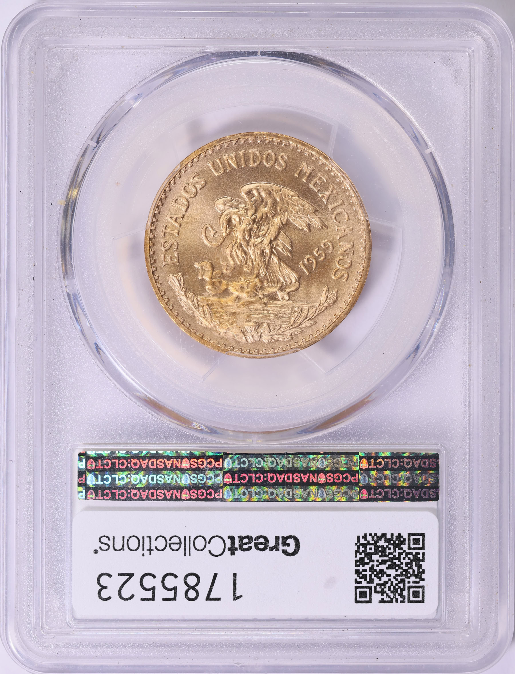 Mexico 1959 Gold 20 Pesos New Die Restrike KM-478 PCGS MS-70 (AGW = 0.4822 oz.) (Item 1785523 ...