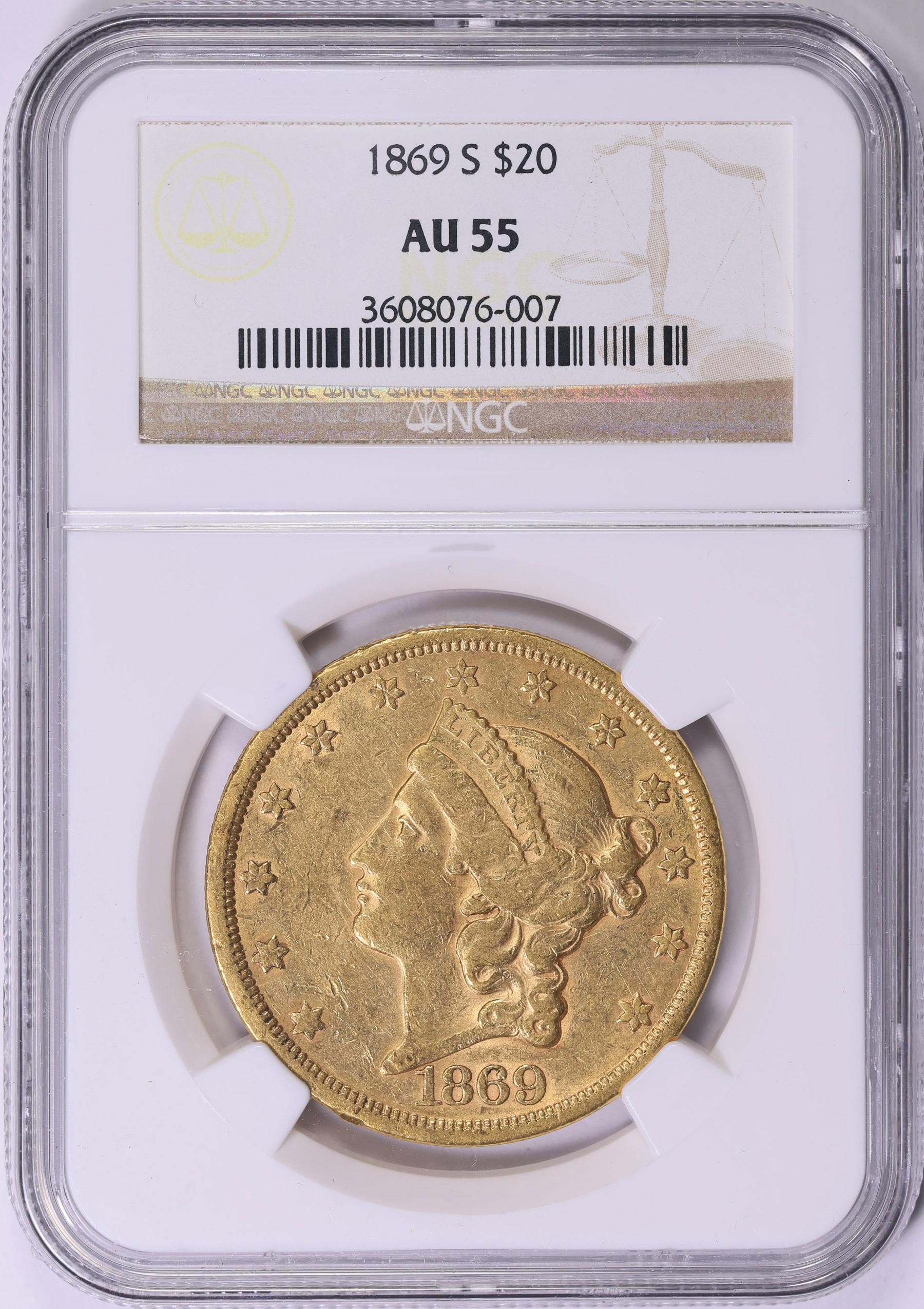 1869-S Liberty Gold Double Eagle NGC AU-55 (Item 1785529) | GreatCollections Coin Auctions