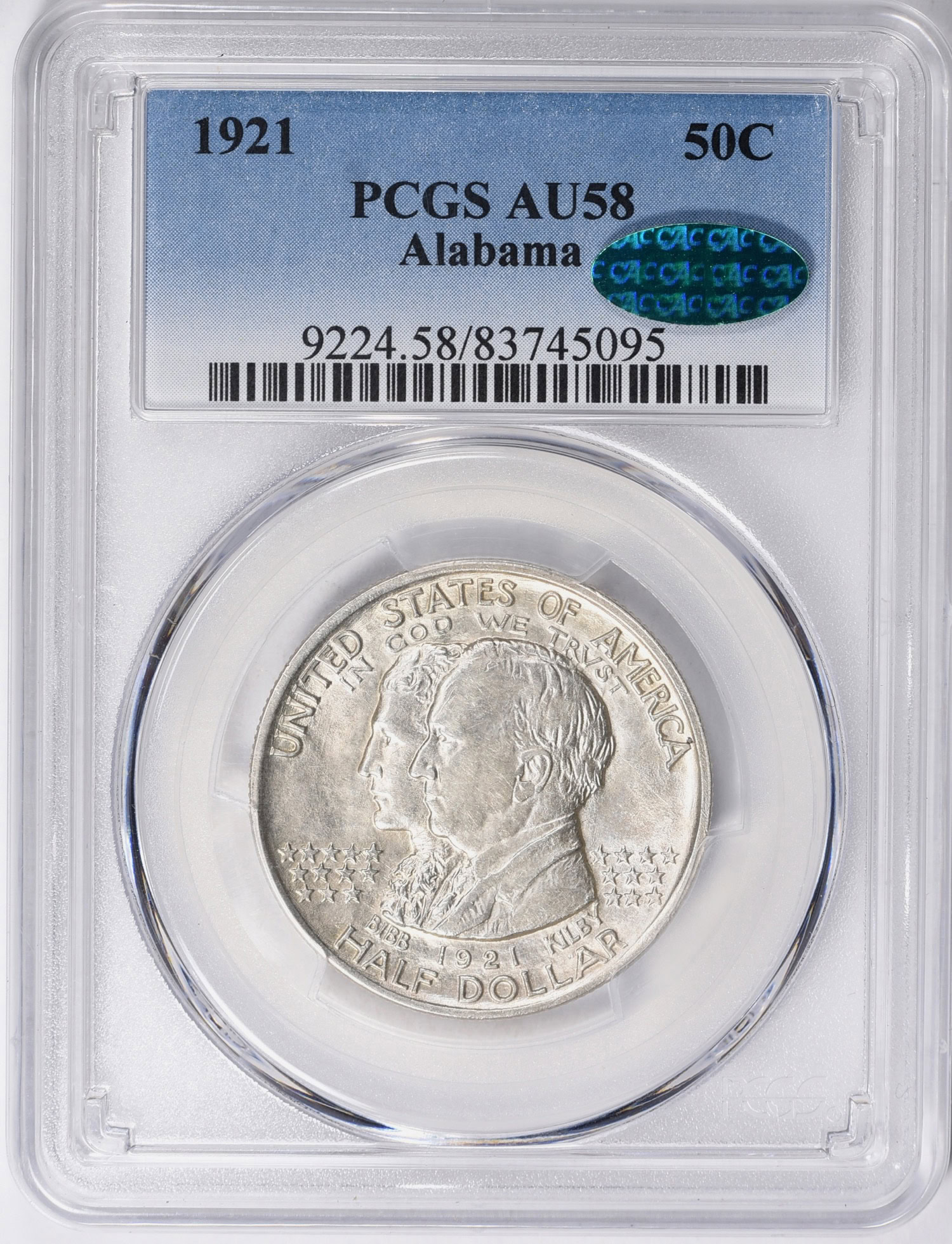 1921 Alabama Centennial Half Dollar PCGS AU-58 (CAC Green) (Item ...