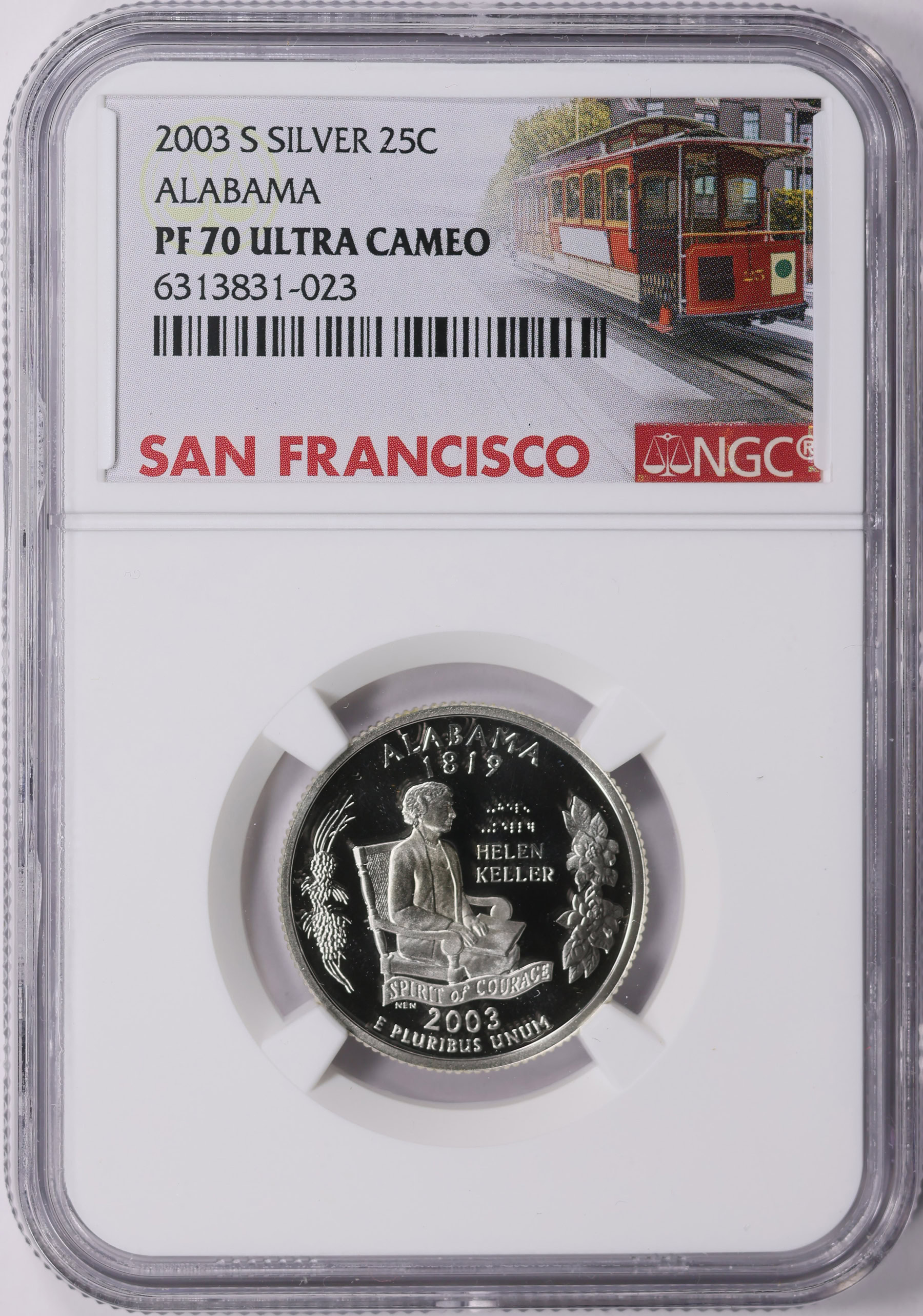 2003-S State Quarter Alabama Silver NGC Proof-70 UC (Trolley Label ...