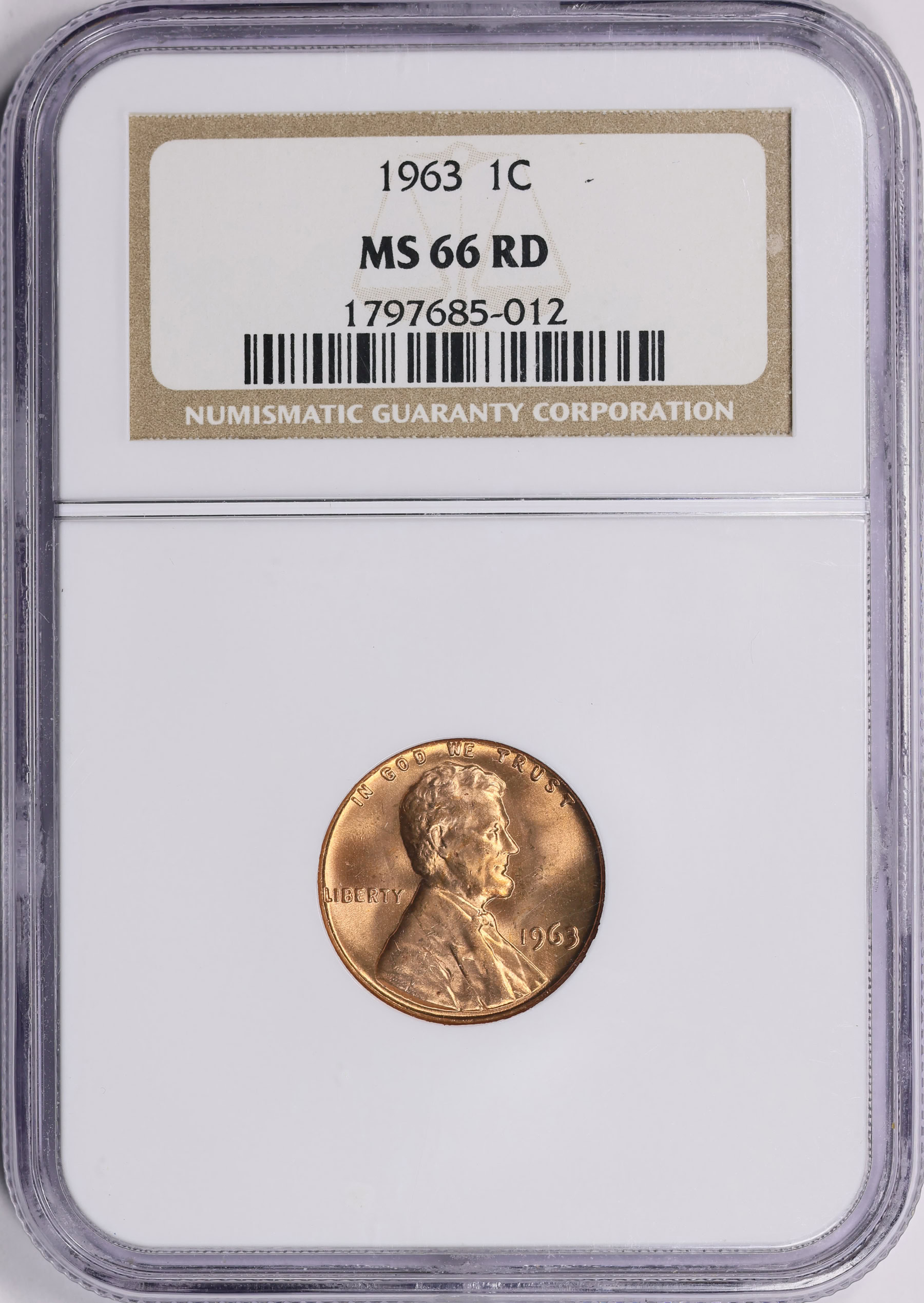 1963 Lincoln Cent NGC MS-66 RD (Item 1785589) | GreatCollections Coin Auctions