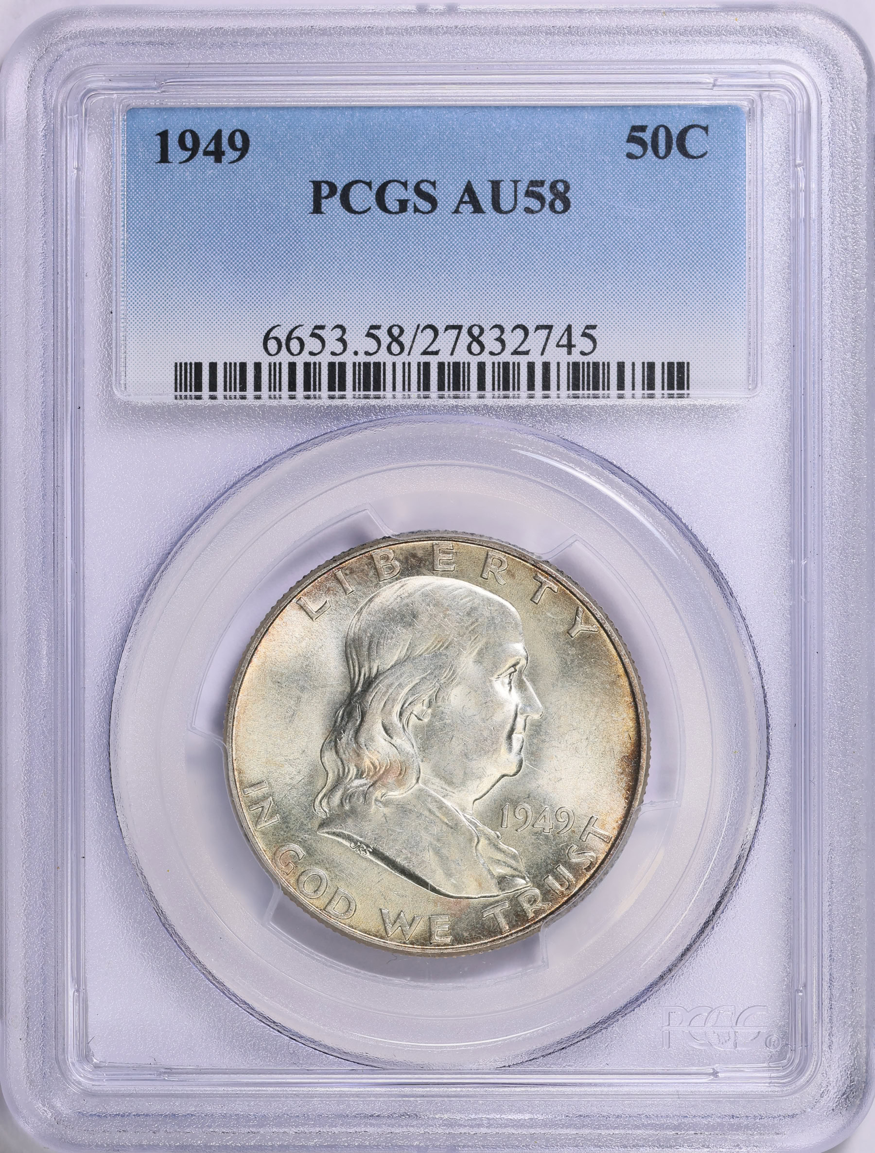 1949 Franklin Half Dollar PCGS AU-58 (Item 1785599) | GreatCollections ...