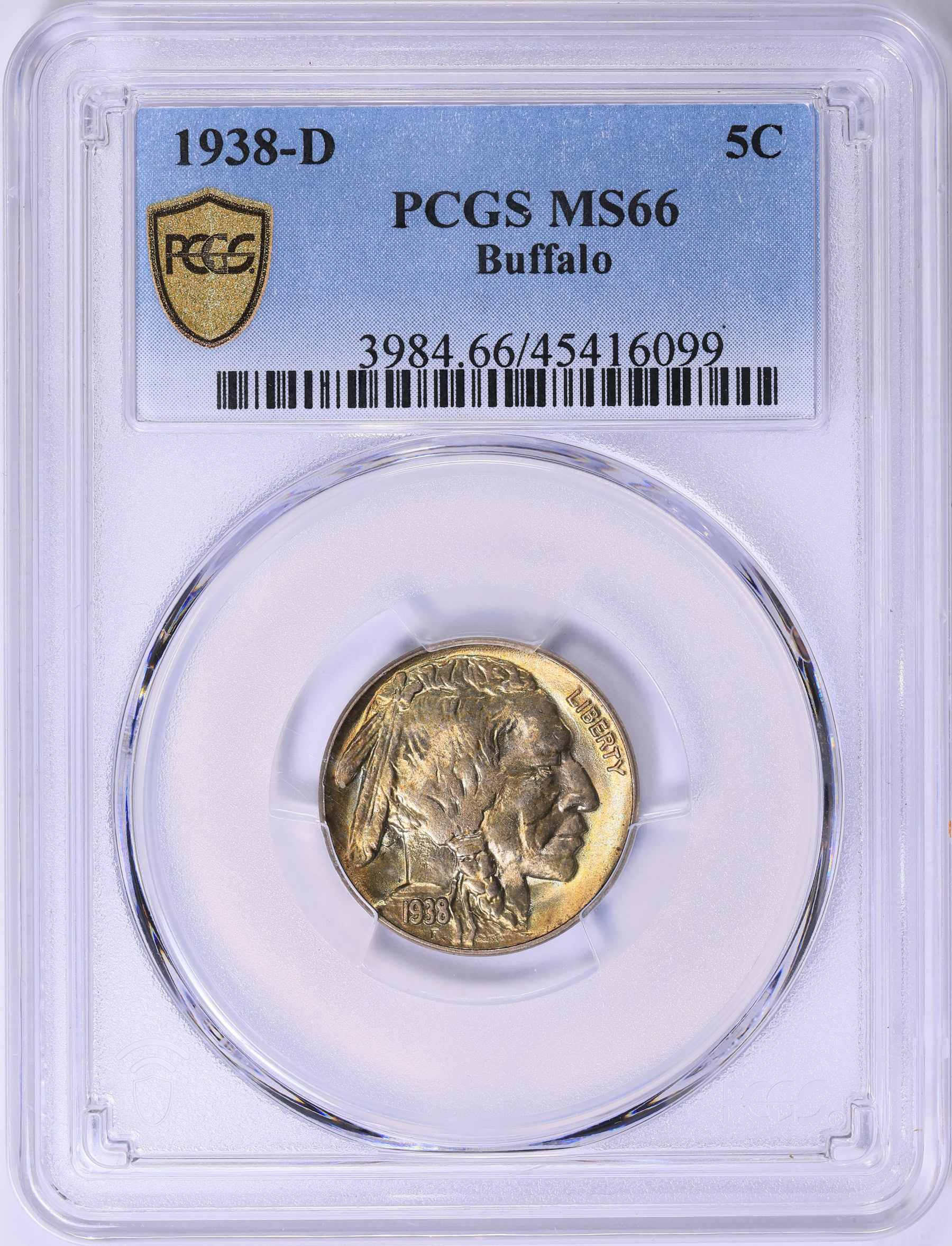 1938-D Buffalo Nickel PCGS MS-66 (Toned) (Item 1785607) | GreatCollections Coin Auctions