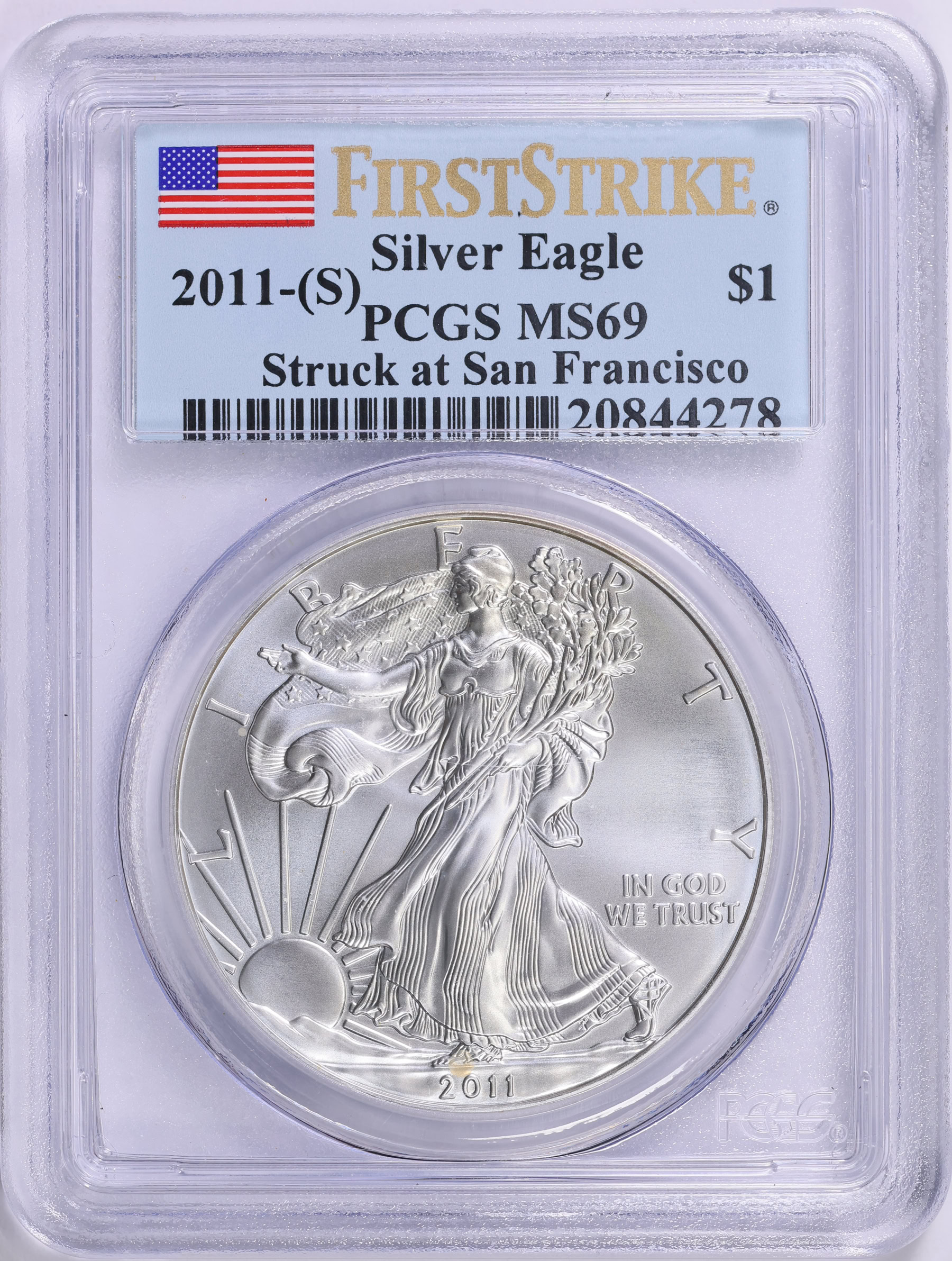 2011-(S) $1 Silver Eagle Struck at San Francisco First Strike PCGS MS-69 (Item 1785611 ...