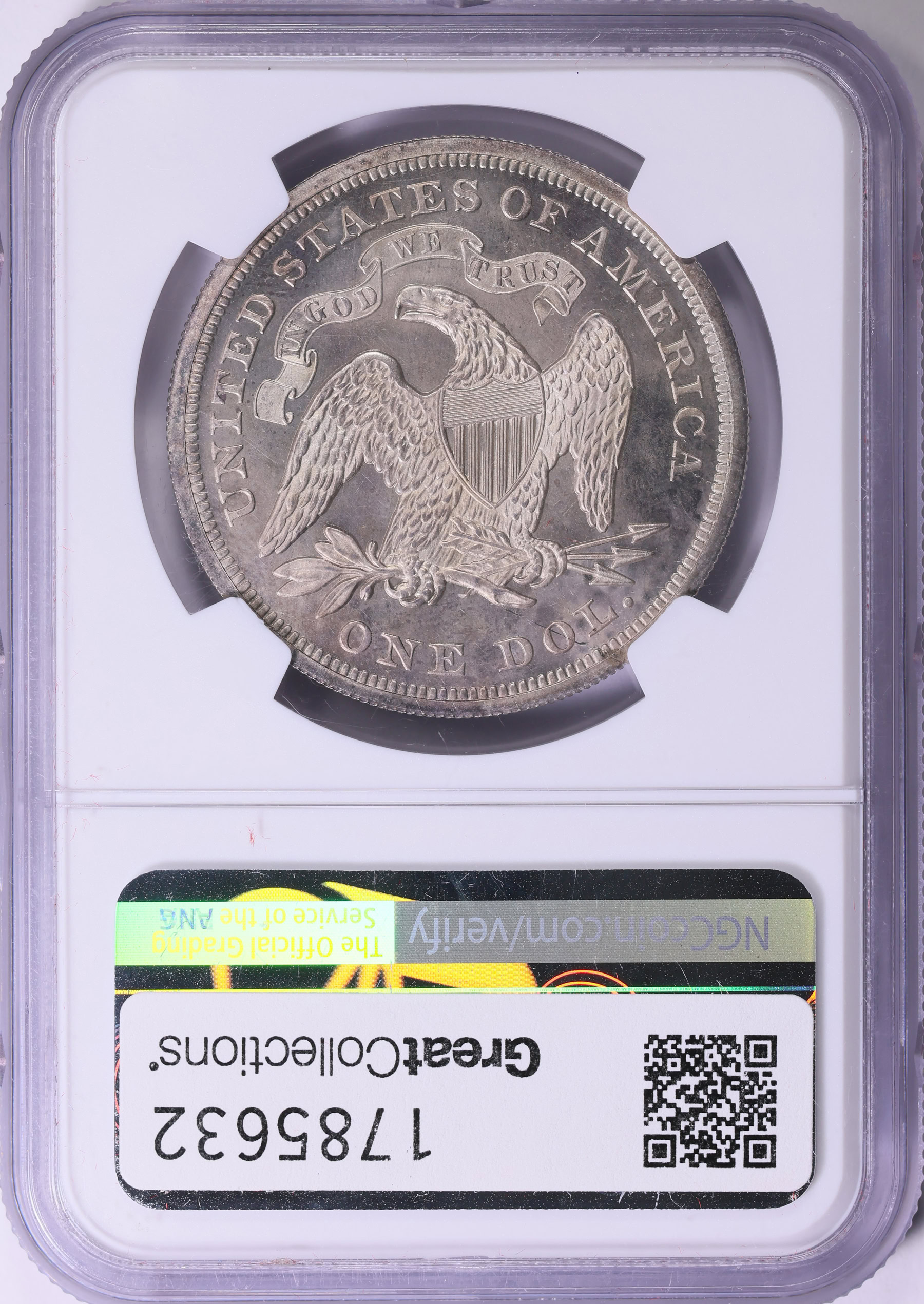 1870 Seated Liberty Silver Dollar NGC Proof-65+ CAMEO (CAC Green) (Item 1785632 ...