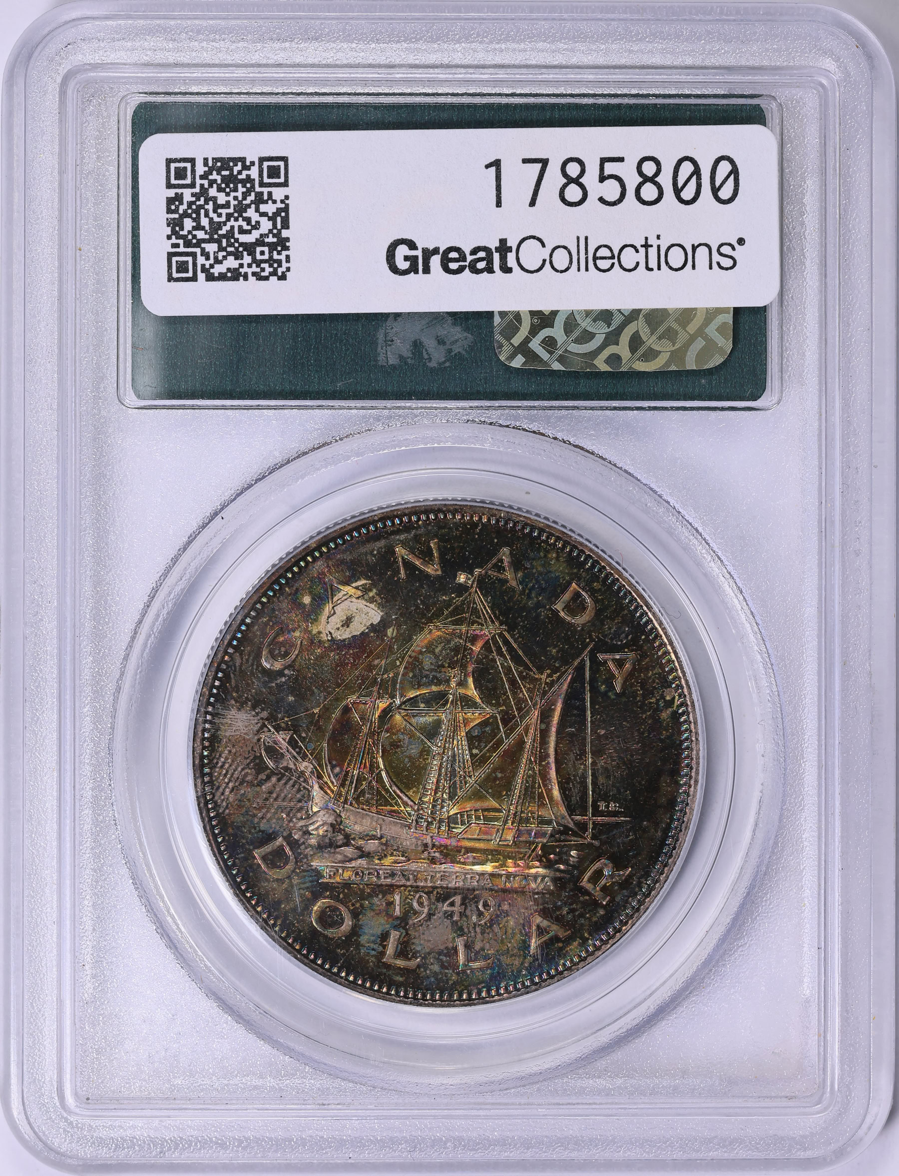 Canada 1949 Silver Dollar Newfoundland KM-47 PCGS MS-66 OGH (Toned ...