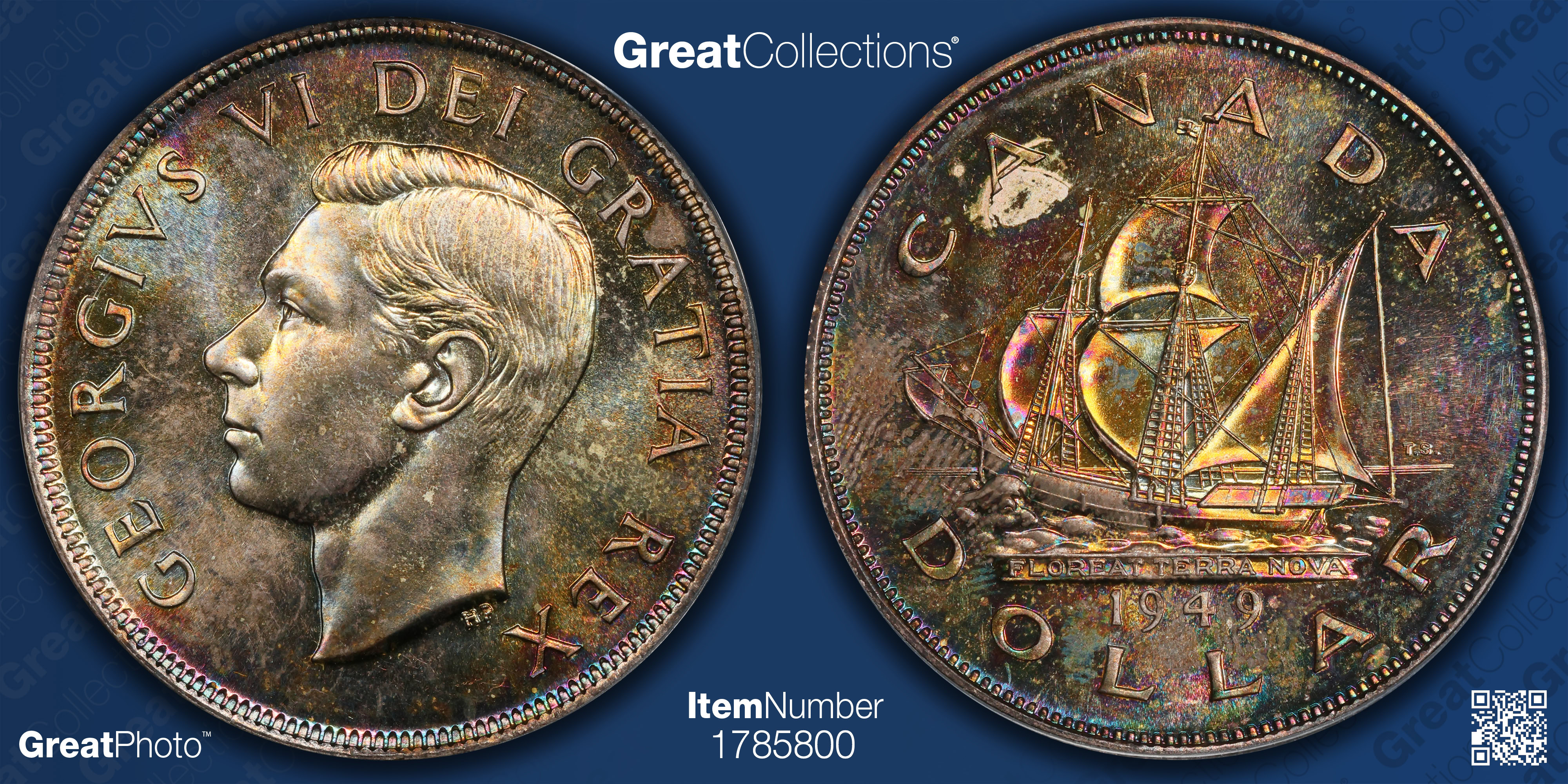 Canada 1949 Silver Dollar Newfoundland KM-47 PCGS MS-66 OGH (Toned ...