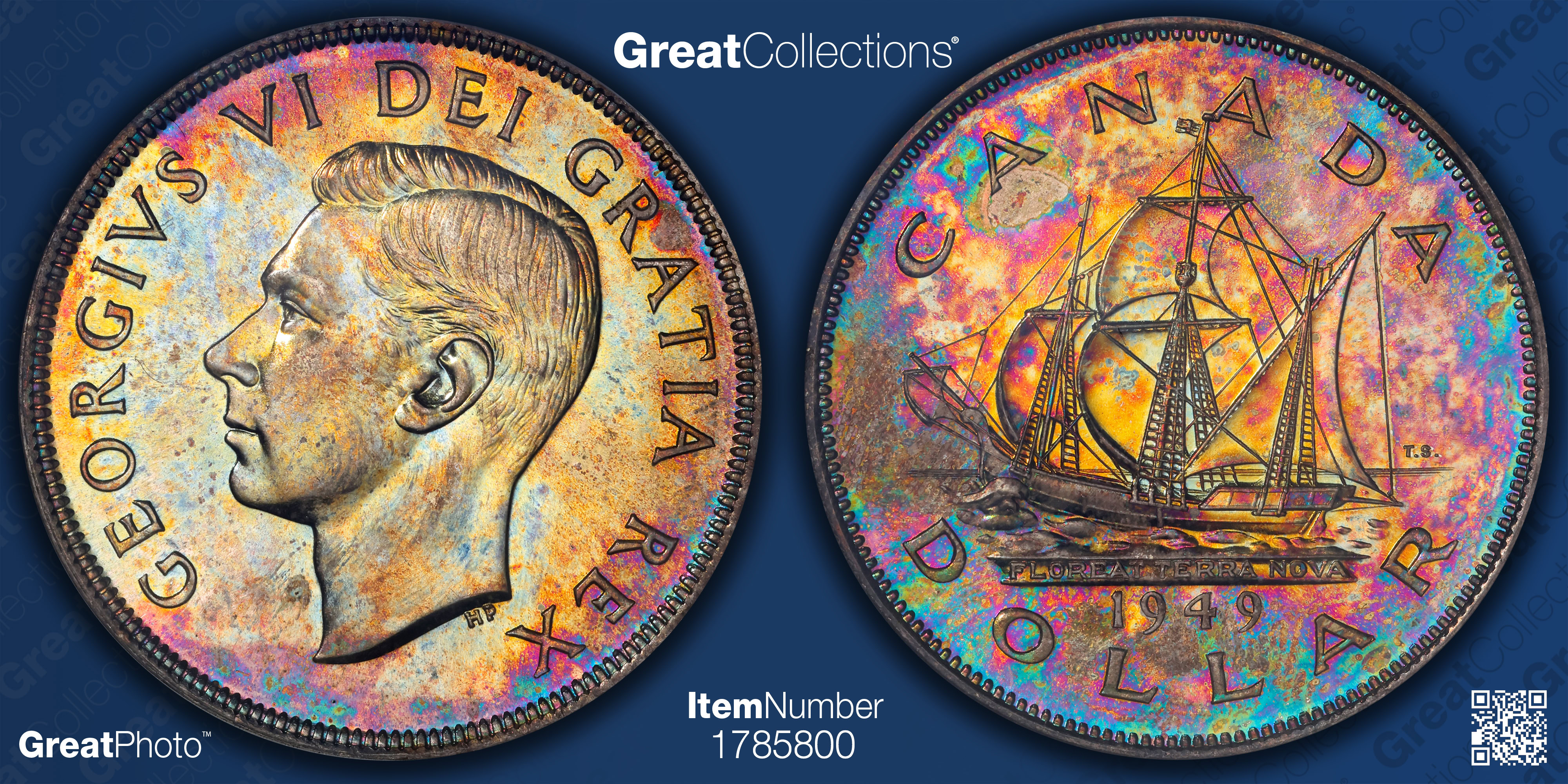 Canada 1949 Silver Dollar Newfoundland KM-47 PCGS MS-66 OGH (Toned ...