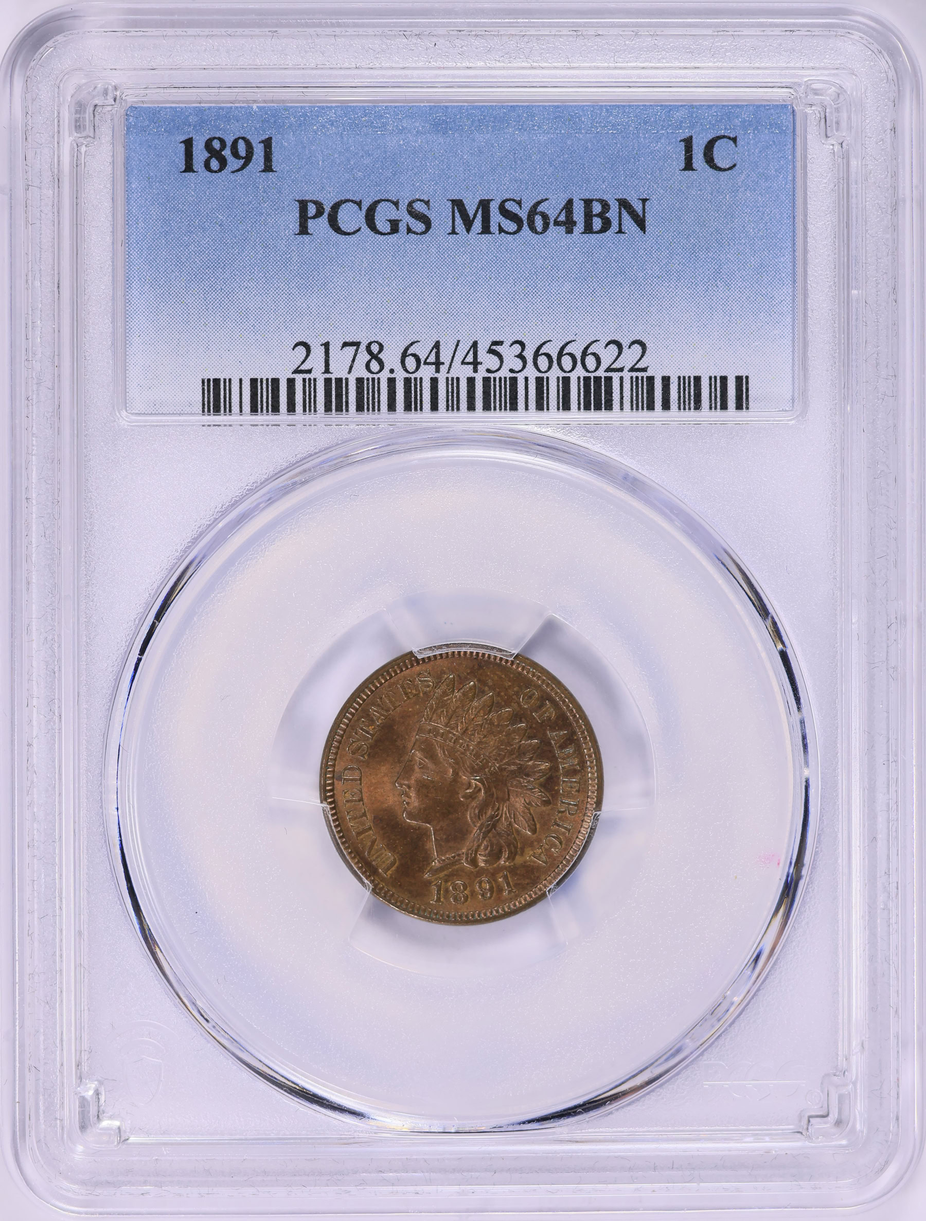 1891 Indian Cent PCGS MS-64 BN (Item 1785842) | GreatCollections Coin Auctions