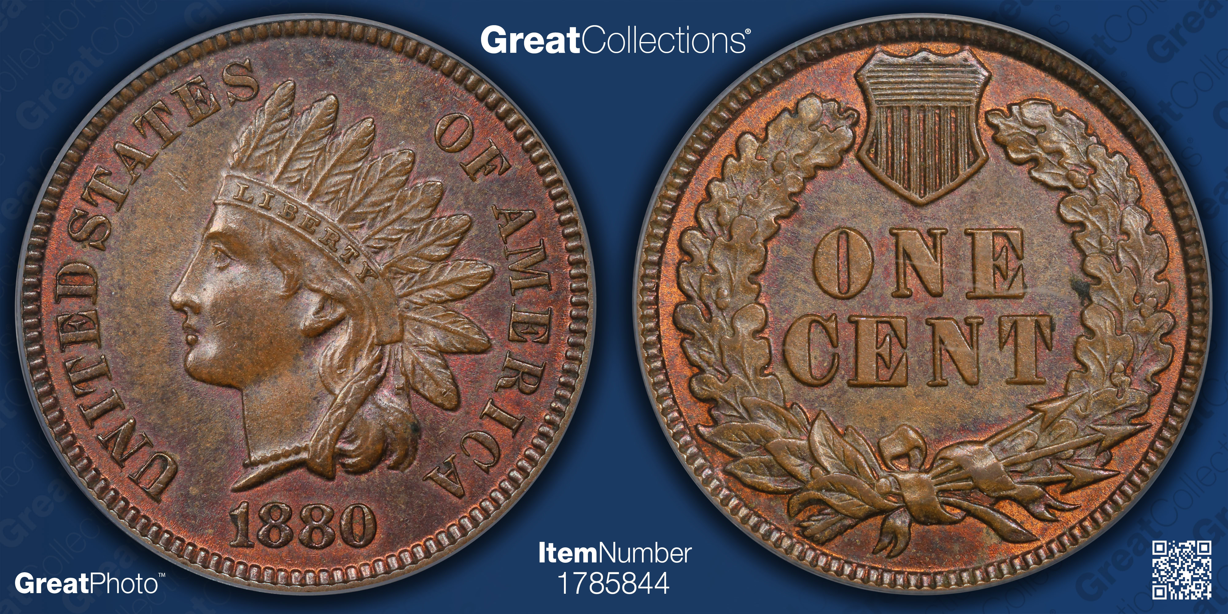 1880 Indian Cent PCGS MS-64 BN (Item 1785844) | GreatCollections Coin ...