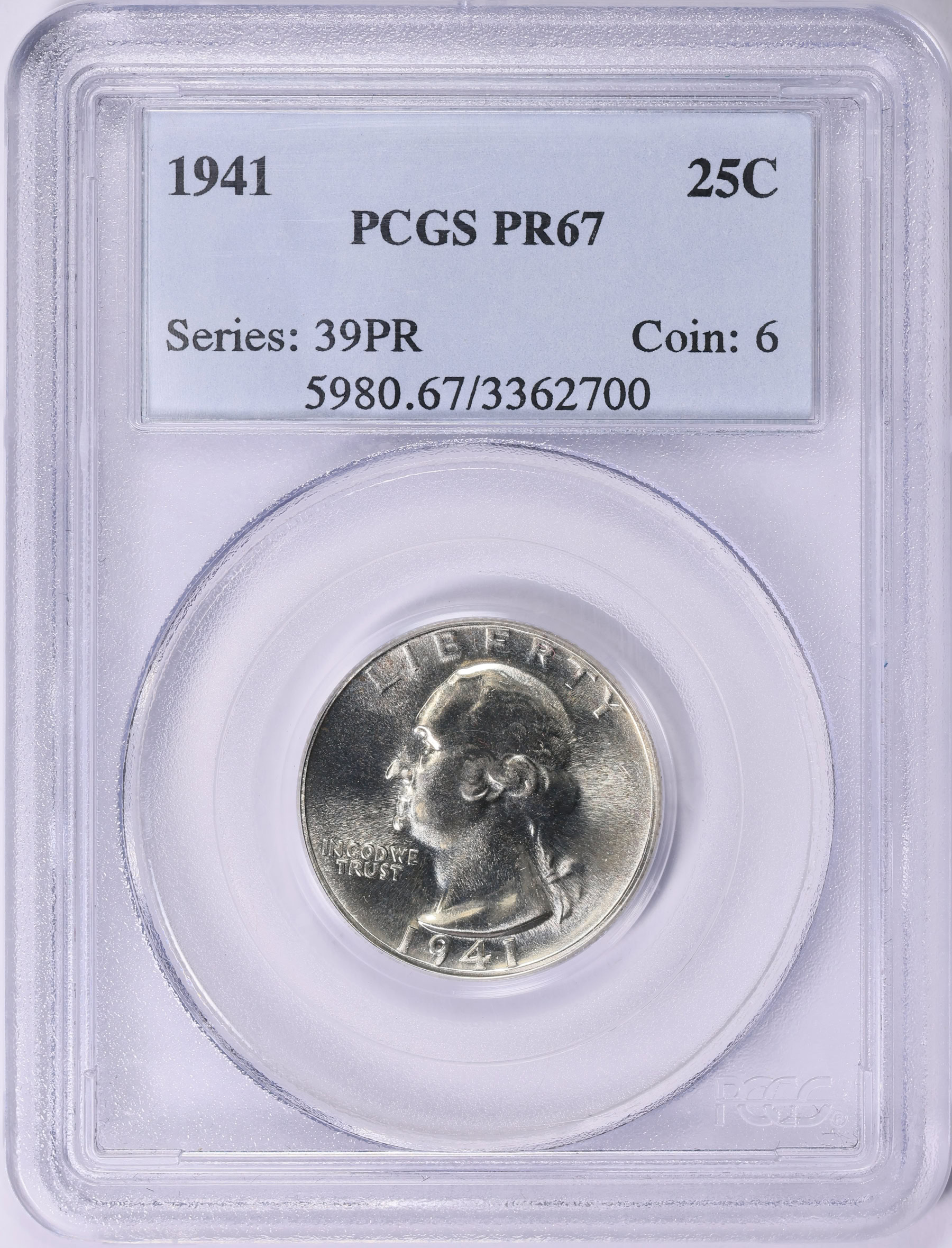 1941 Washington Quarter PCGS Proof-67 (Item 1785880) | GreatCollections ...
