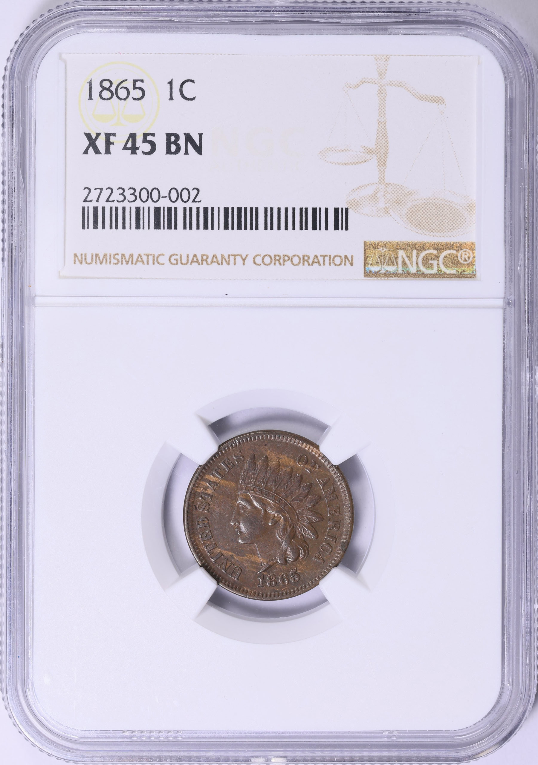 1865 Indian Cent NGC XF-45 BN (Item 1785897) | GreatCollections Coin Auctions