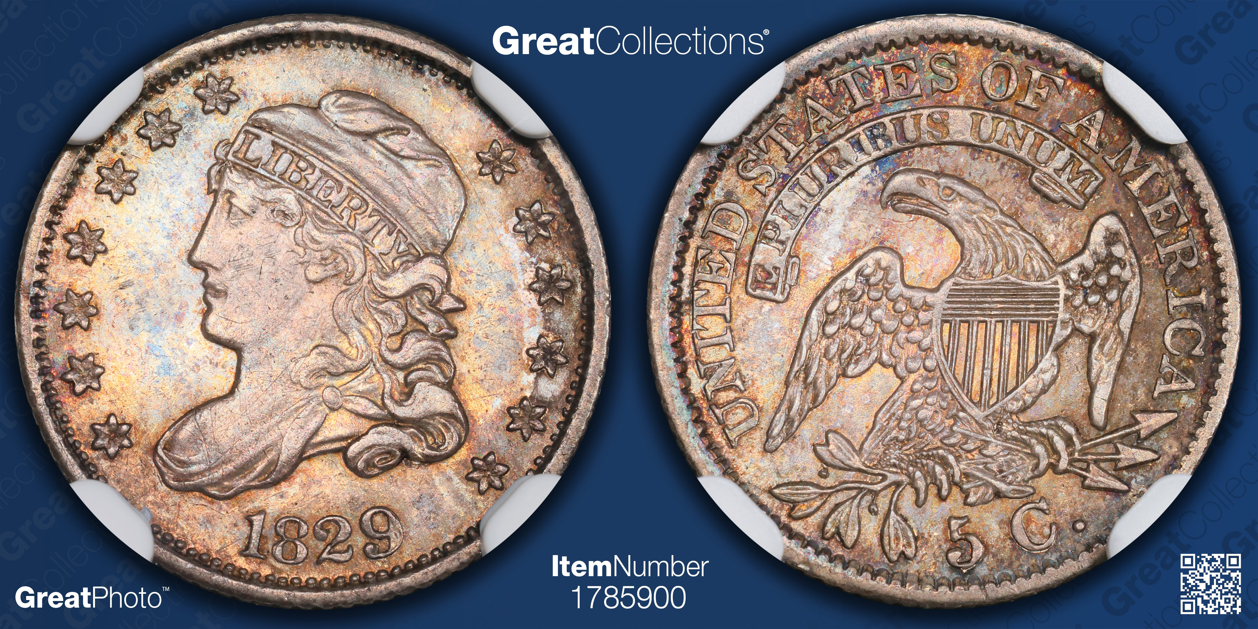1829 Capped Bust Half Dime NGC AU-53 (Item 1785900) | GreatCollections ...