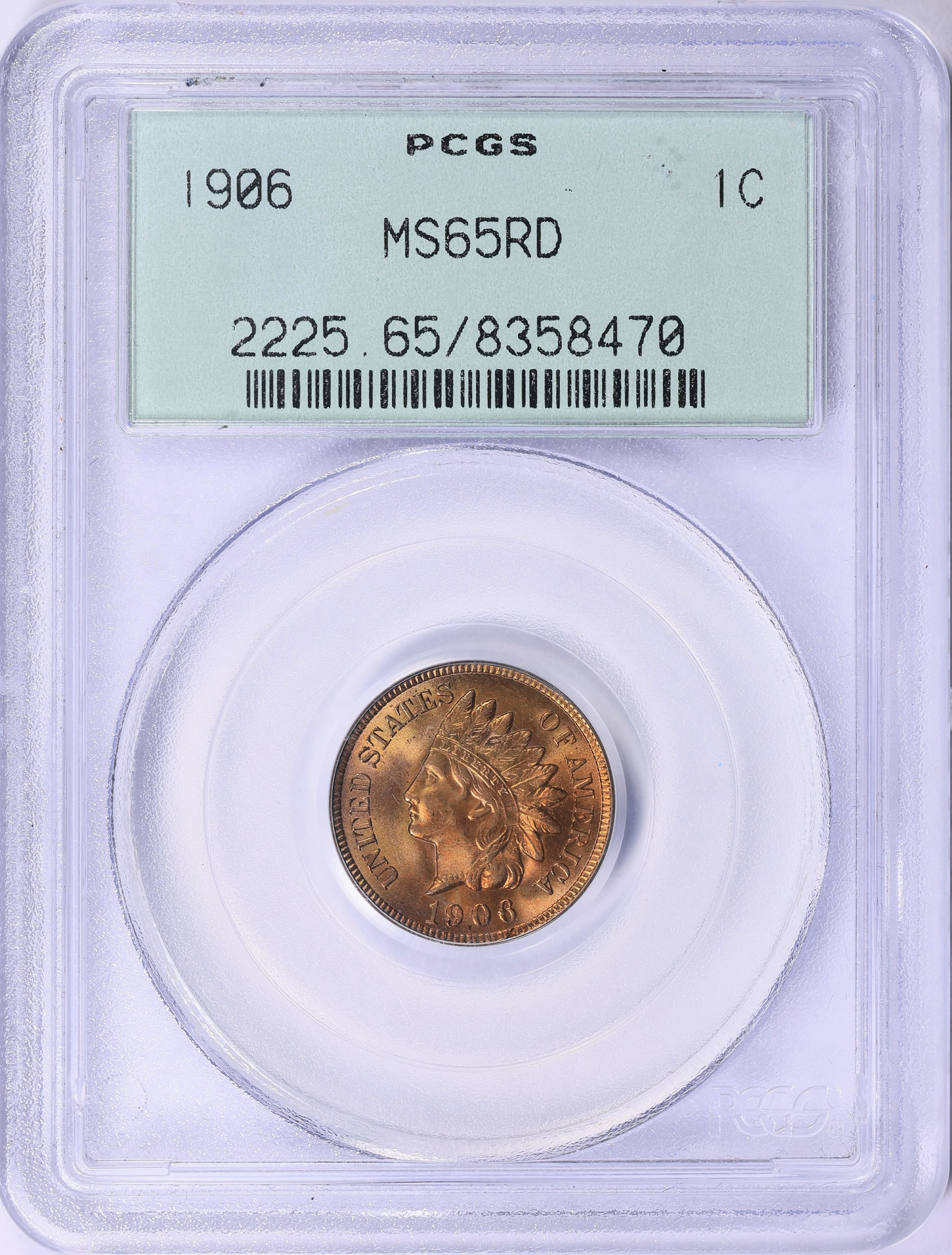 1906 Indian Cent PCGS MS-65 RD OGH (Item 1785931) | GreatCollections Coin Auctions