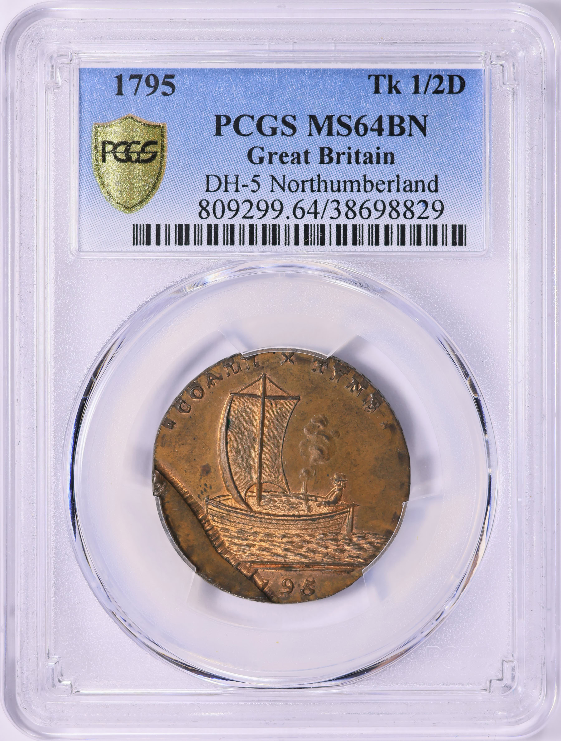 Great Britain - Northumberland 1795 1/2 Penny Token PCGS MS-64 BN | PCGS Cert #38698829 ...