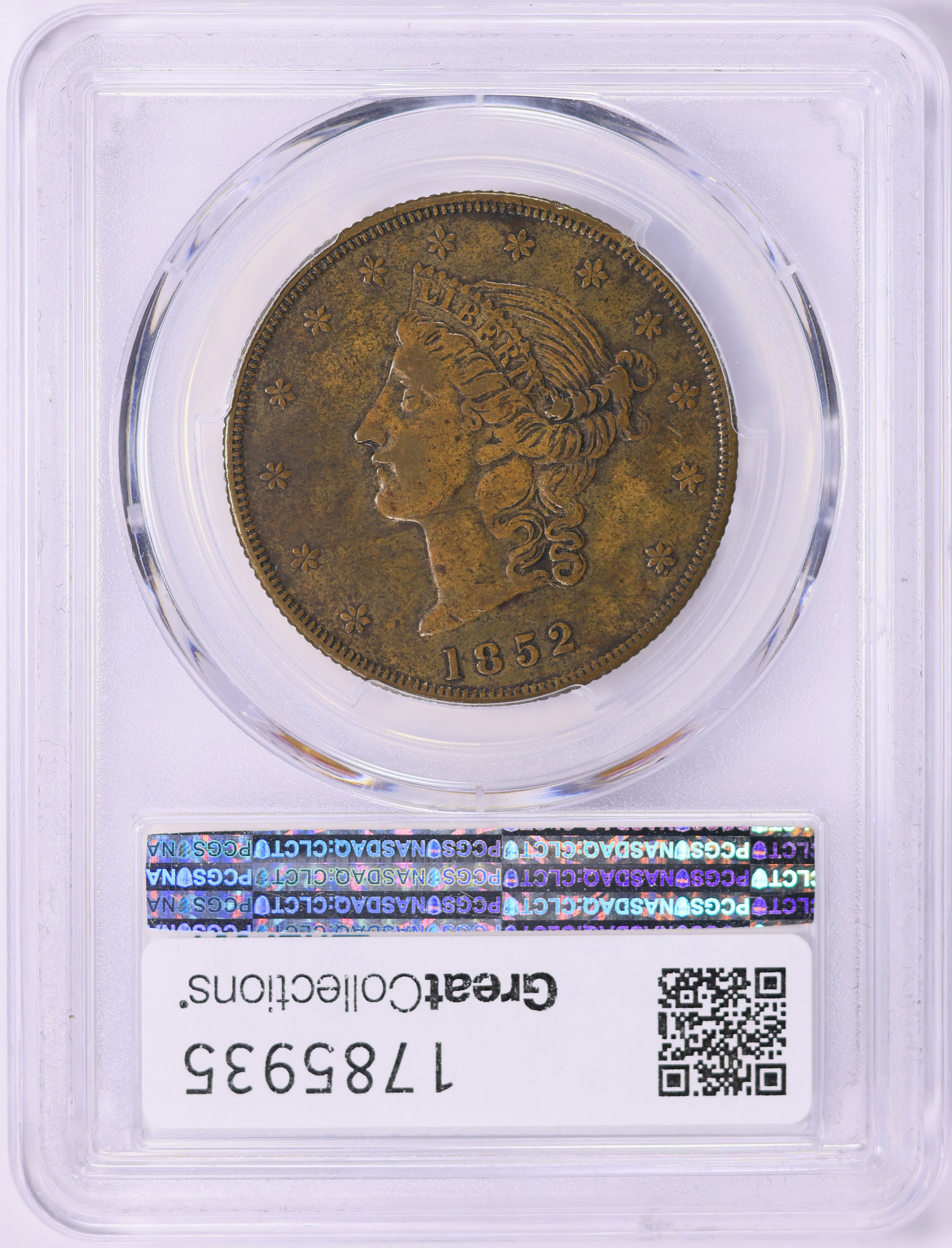 1852 Bronze $20 California Counter Token PCGS XF-45 BN (Item 1785935 ...