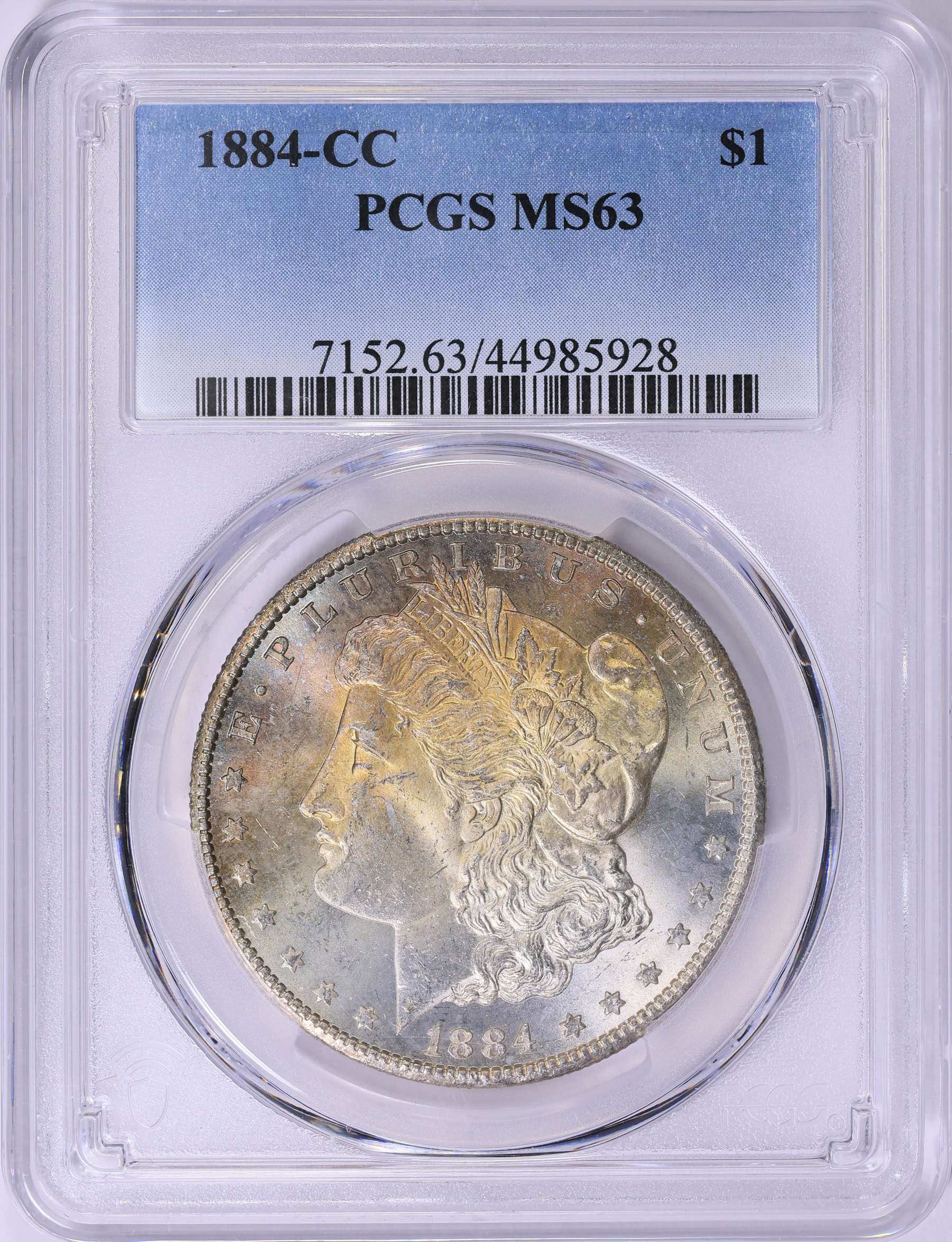 1884-CC Morgan Silver Dollar PCGS MS-63 (Toned) (Item 1786021) | GreatCollections Coin Auctions