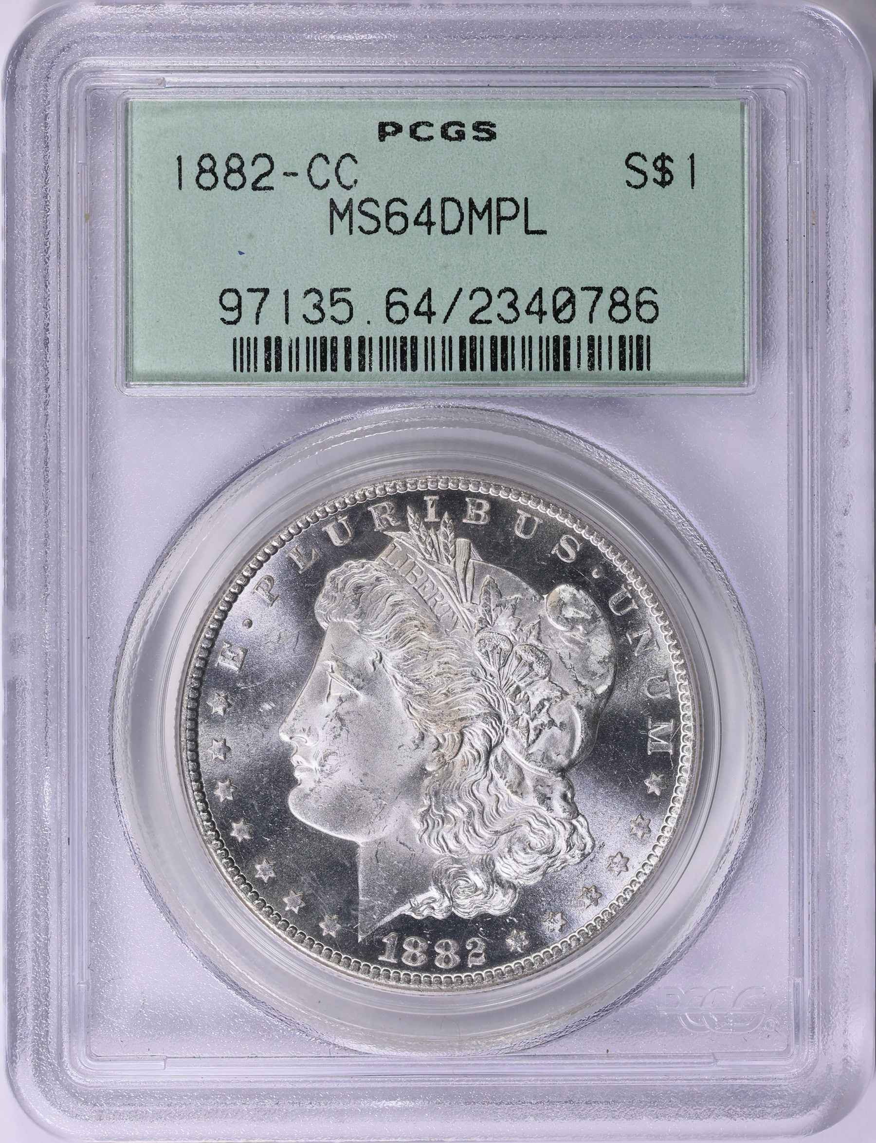 1882-CC Morgan Silver Dollar PCGS MS-64 DMPL OGH (Item 1786125) | GreatCollections Coin Auctions