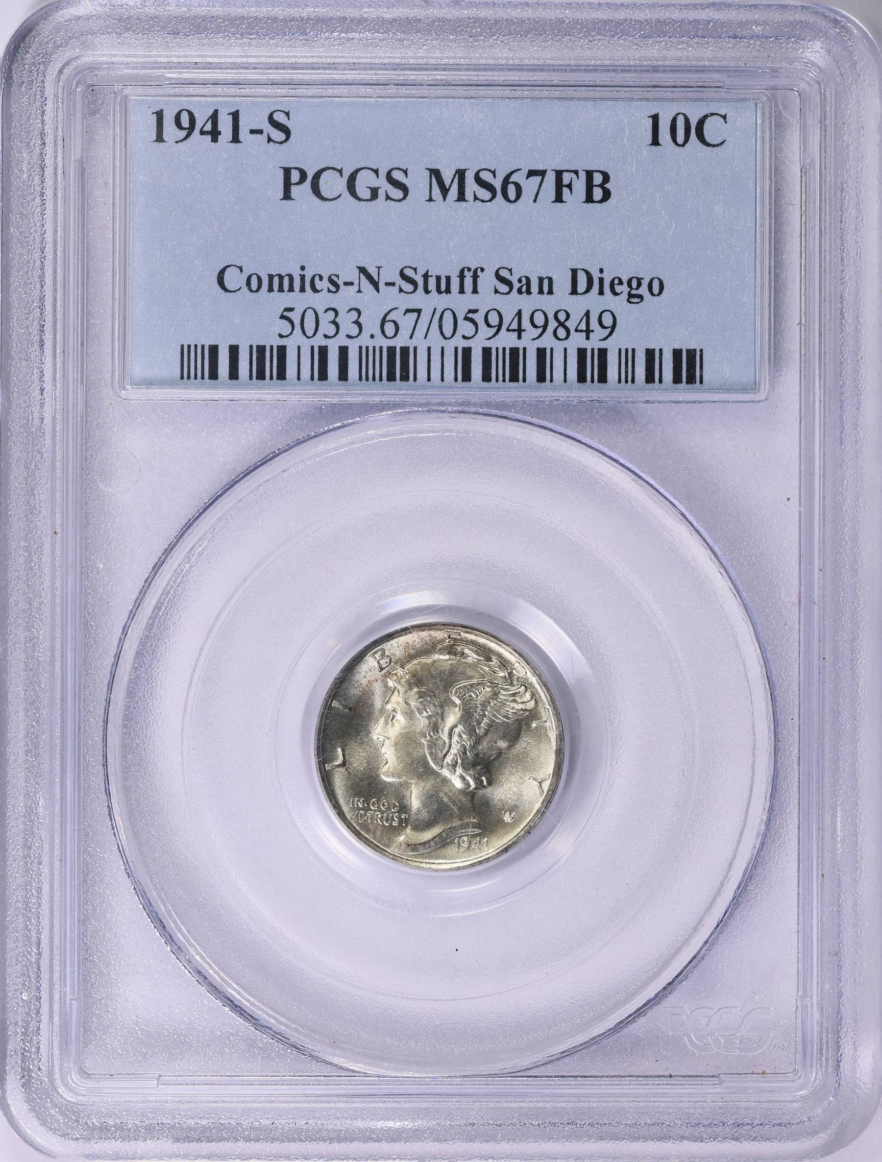 1941-S Mercury Dime PCGS MS-67 FB (Comics-N-Stuff San Diego Collection) (Item 1786170 ...