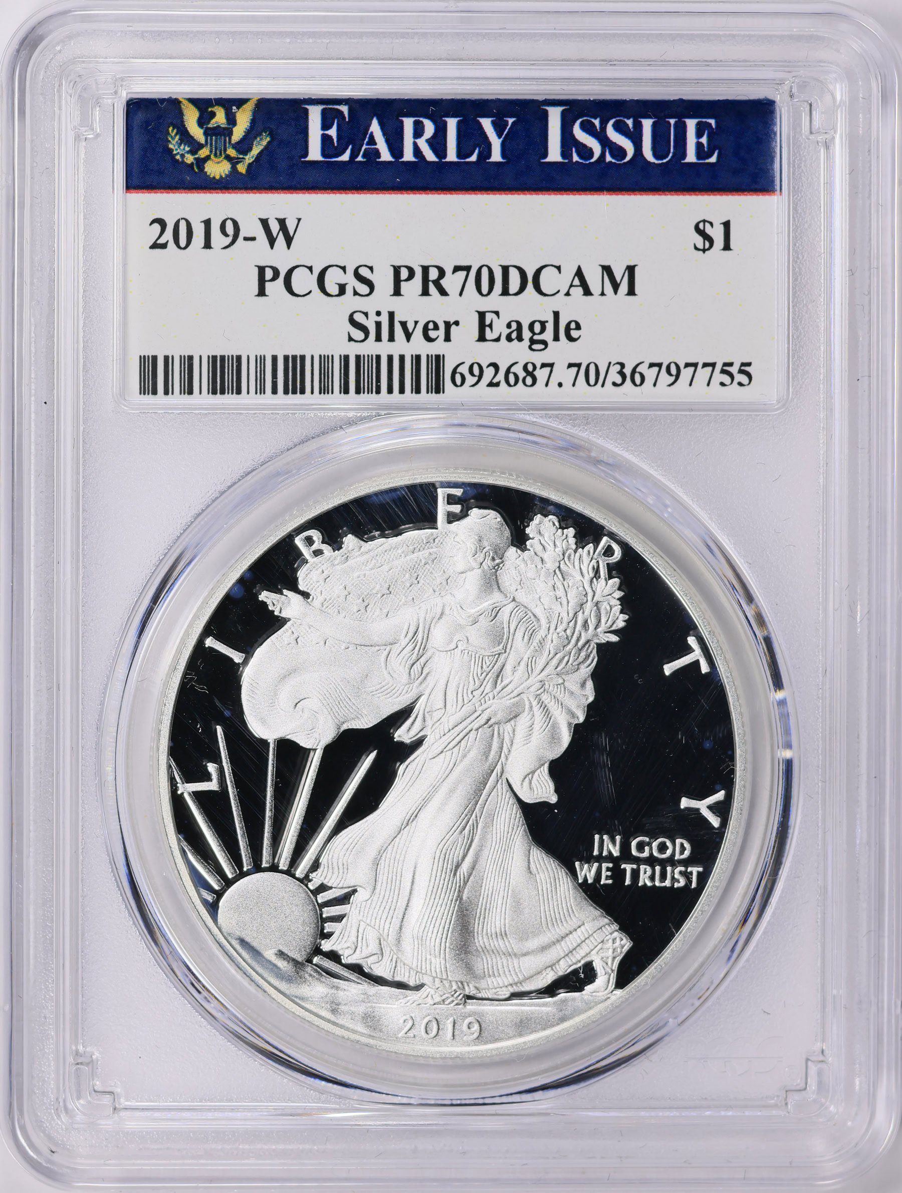 2019-W $1 Silver Eagle Early Issue PCGS Proof-70 DCAM (Item 1786201 ...
