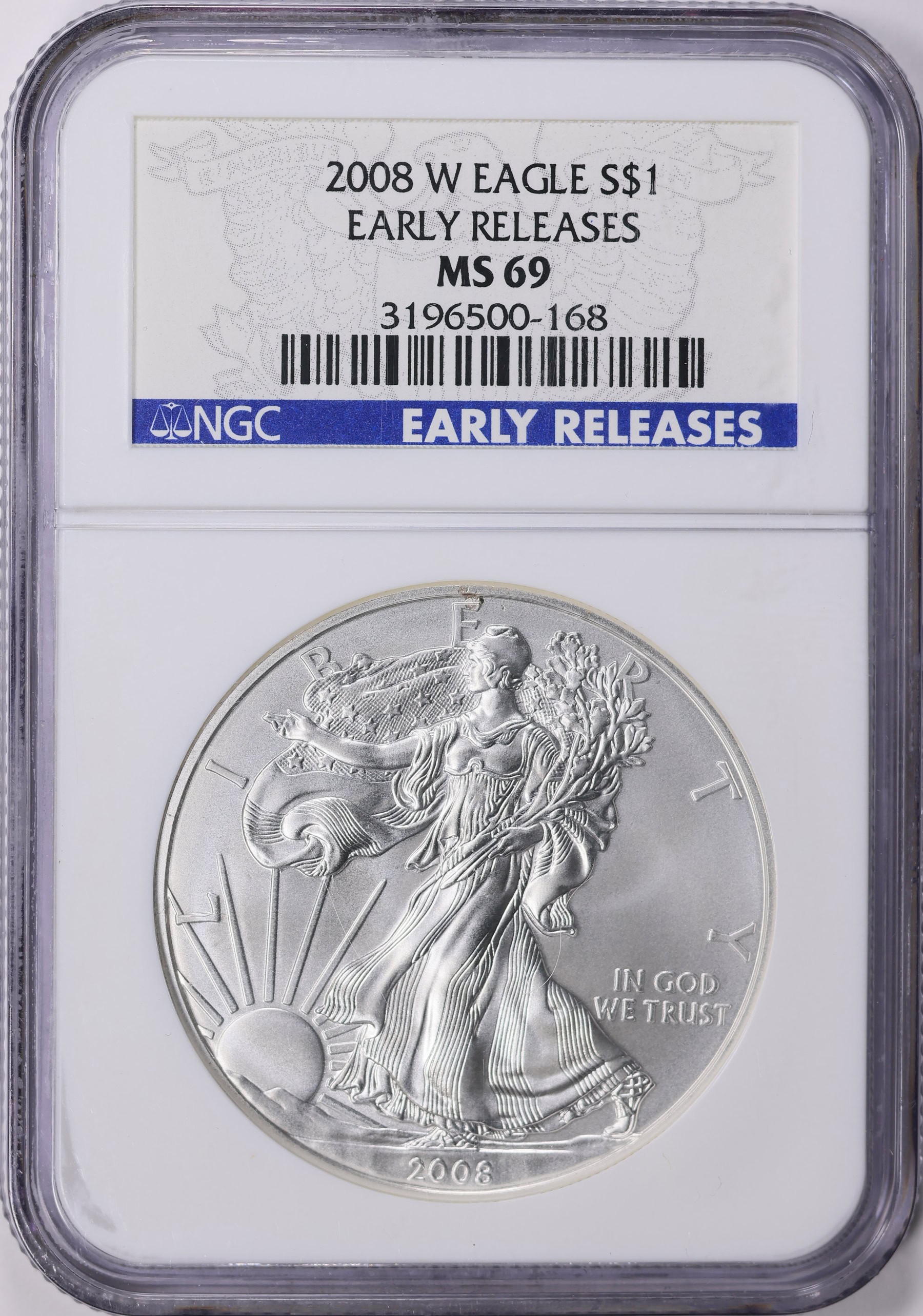 2008-W $1 Silver Eagle Burnished Early Releases NGC MS-69 (Item 1786220) | GreatCollections Coin ...