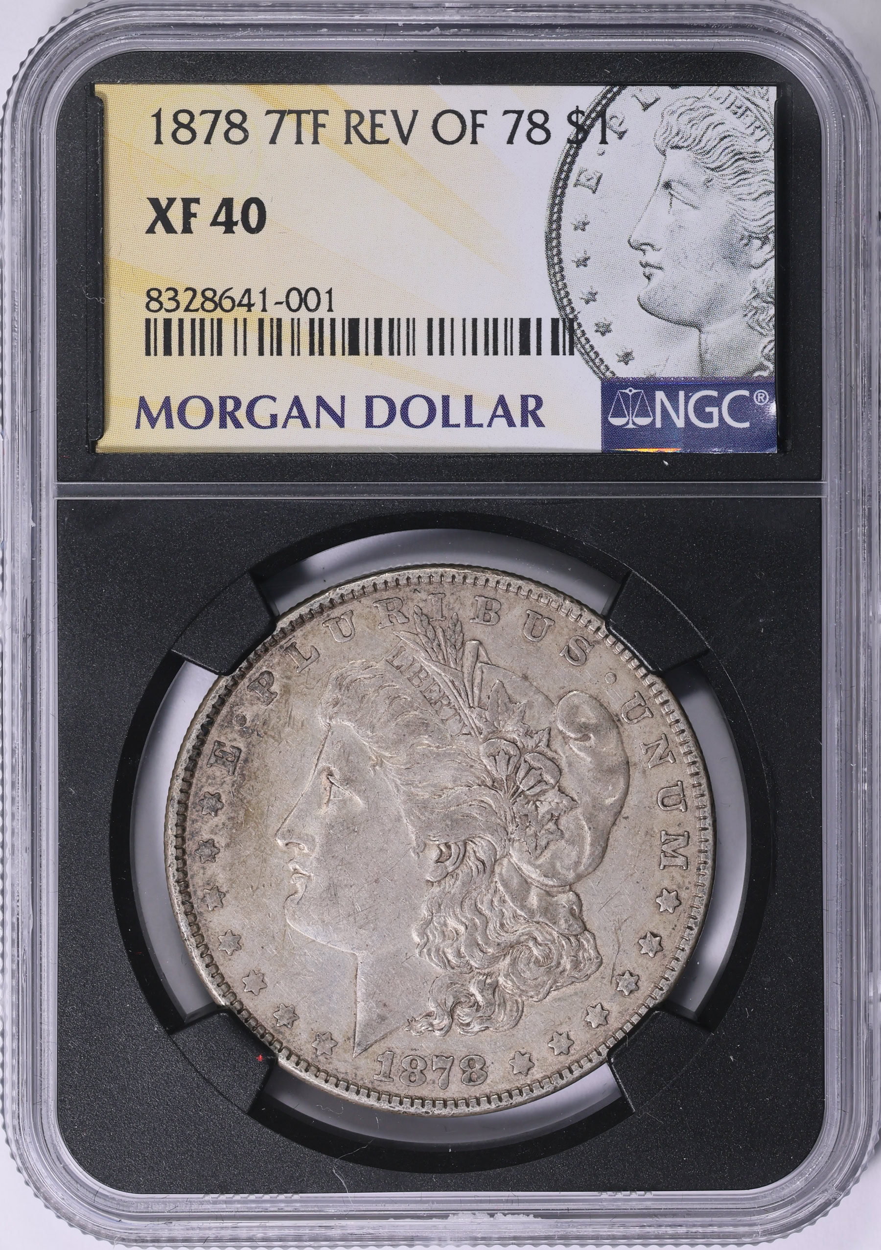 1878 Morgan Silver Dollar 7 Tailfeathers, Reverse of 1878 NGC XF-40 (Black Retro Holder) (Item ...