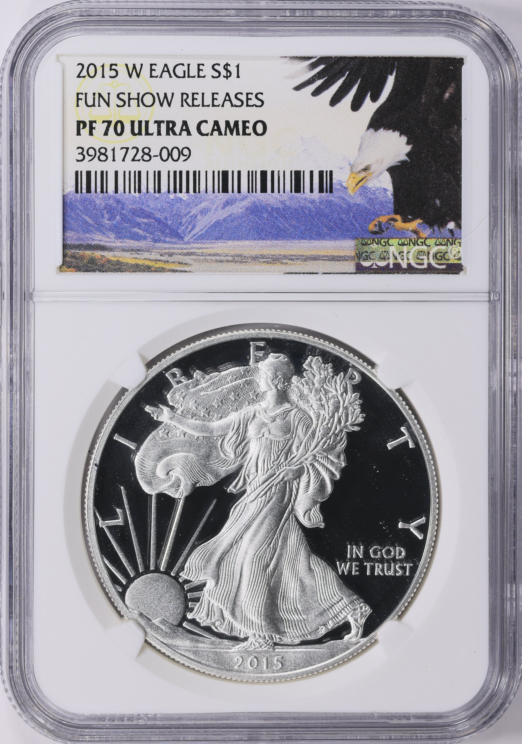 2015-W $1 Silver Eagle FUN Show Releases NGC Proof-70 UC (Item 1786293) | GreatCollections Coin ...