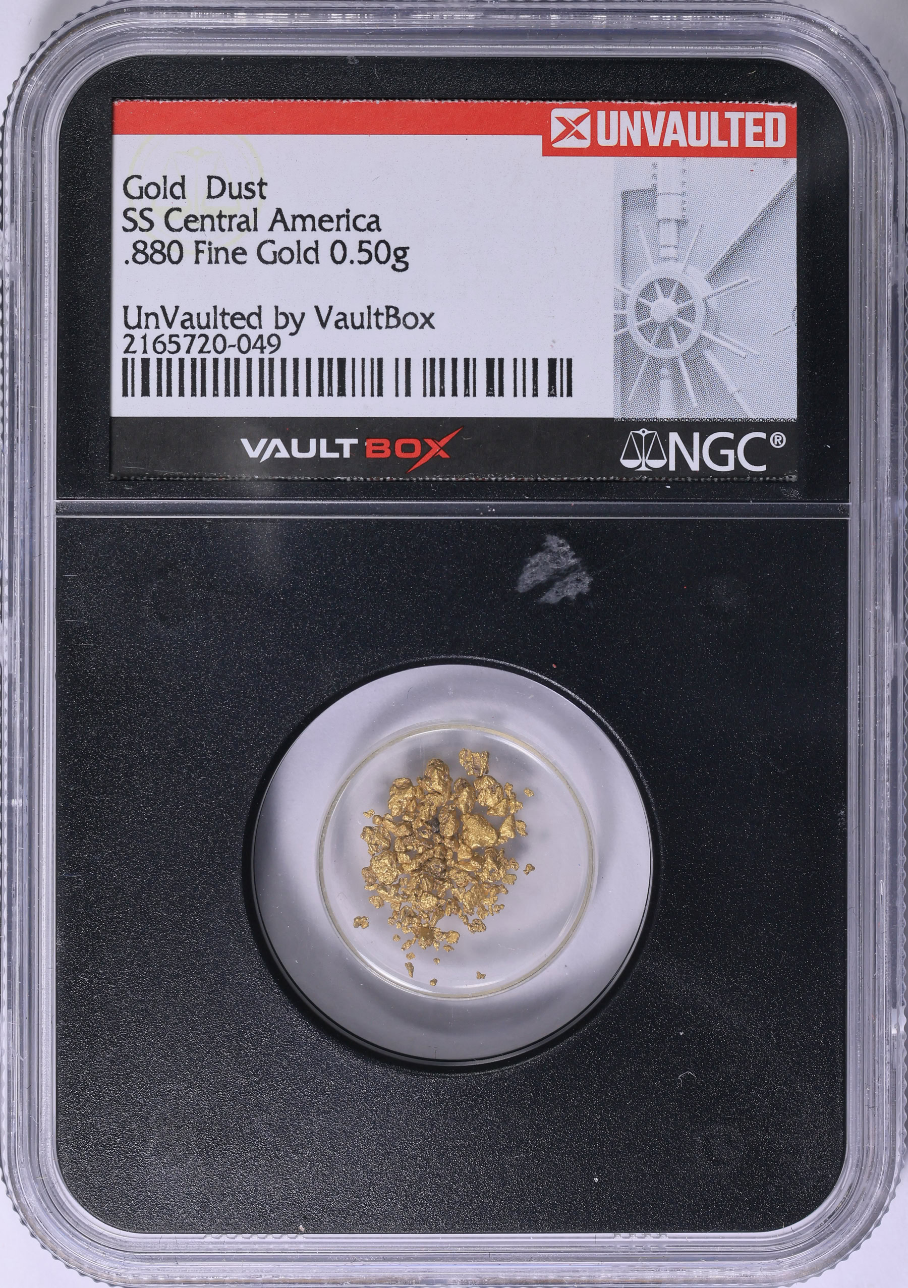 0.50gms SS Central America .880 Fine Gold Dust NGC Certified (VaultBox ...