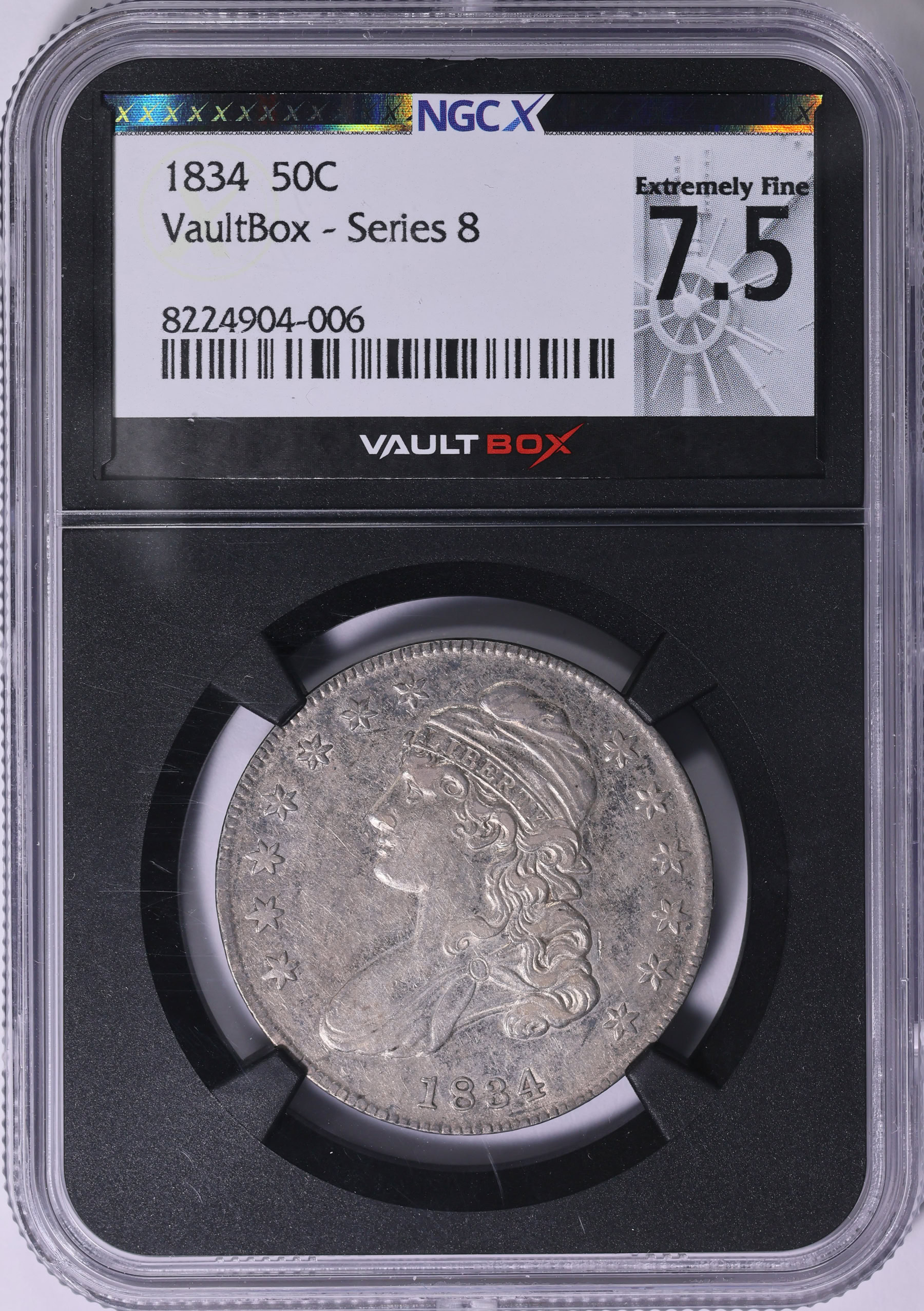 1834 Capped Bust Half Dollar Small Date, Small Letters NGCX Extremely Fine 7.5 (NGC XF-45 ...