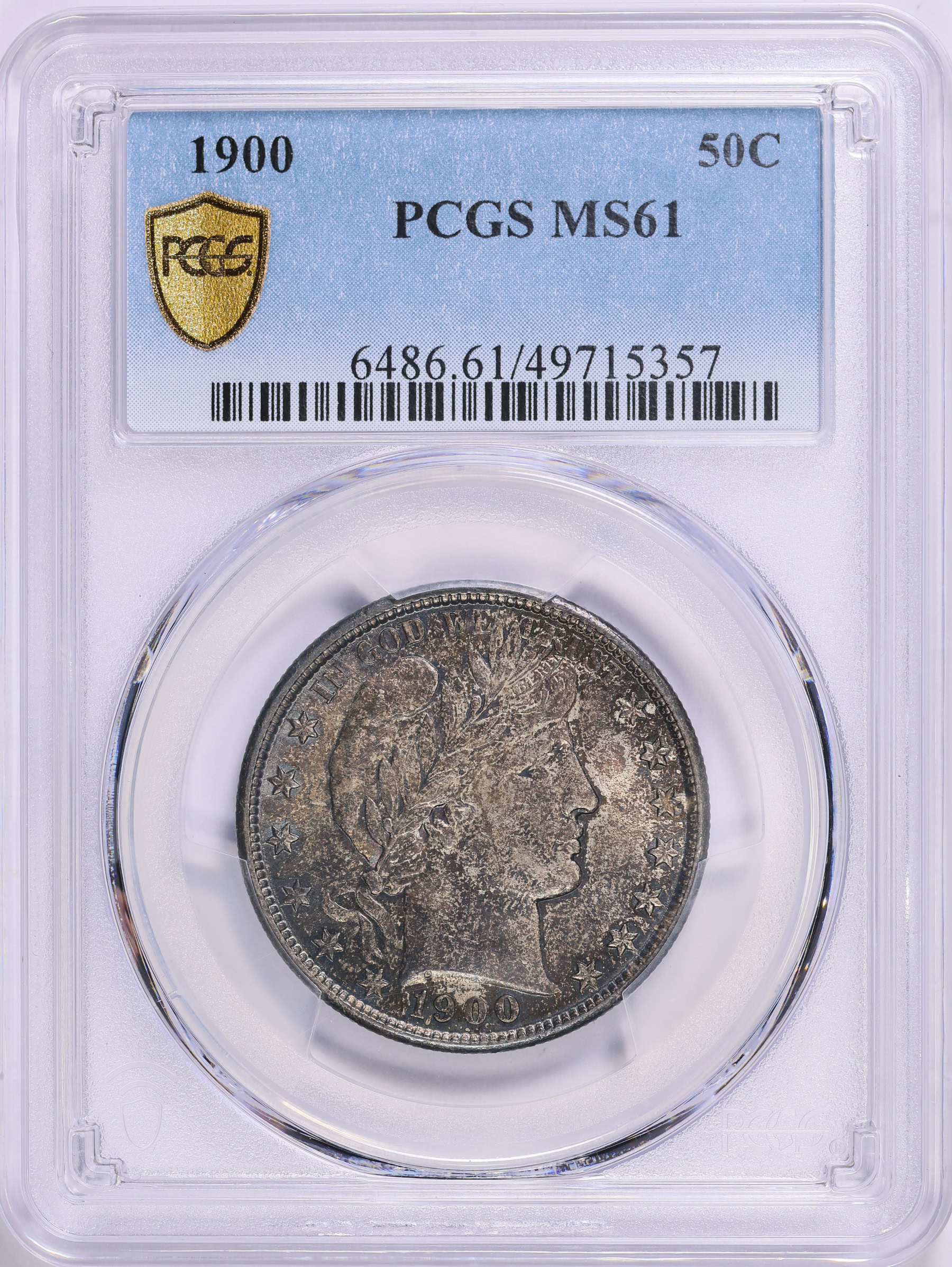 1900 Barber Half Dollar PCGS MS-61 (Toned) (Item 1786343) | GreatCollections Coin Auctions