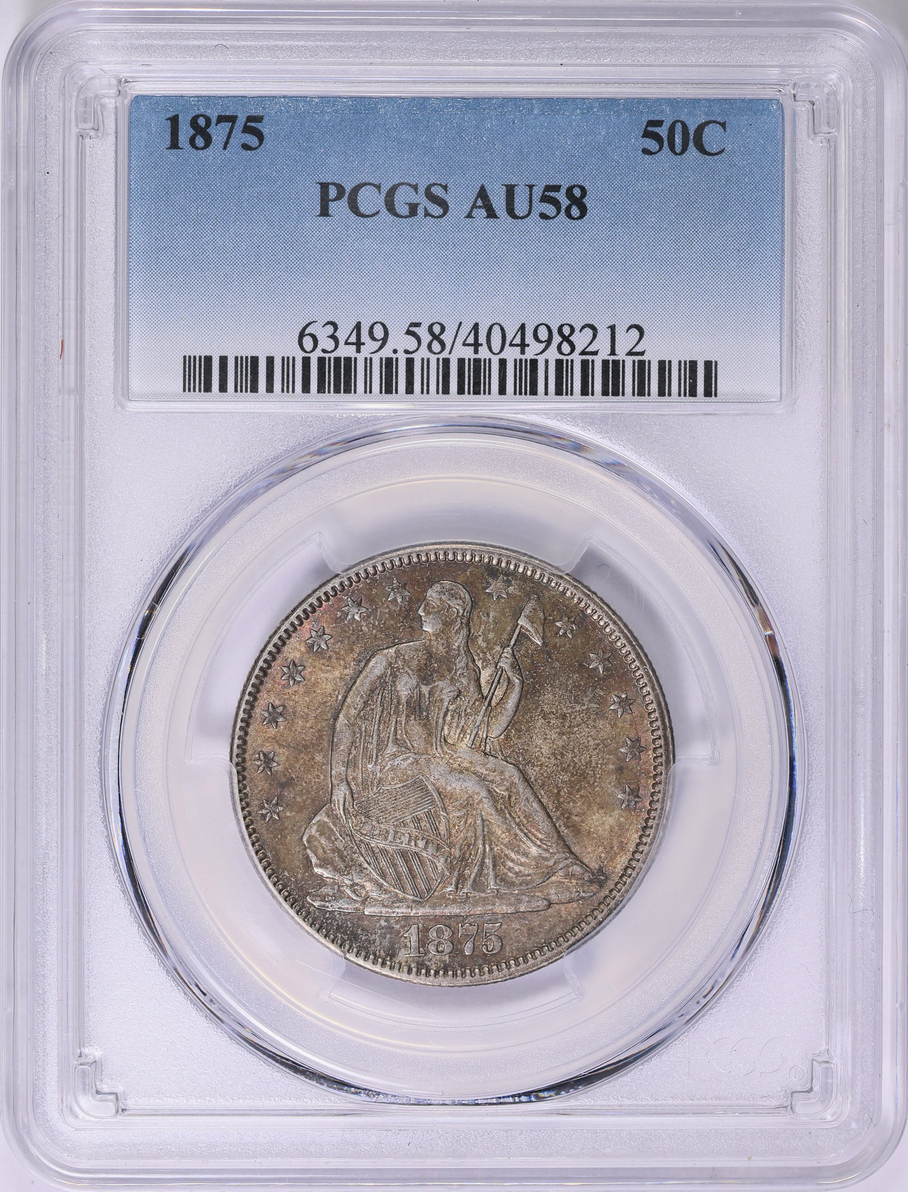 1875 Seated Liberty Half Dollar PCGS AU-58 (Item 1786344) | GreatCollections Coin Auctions
