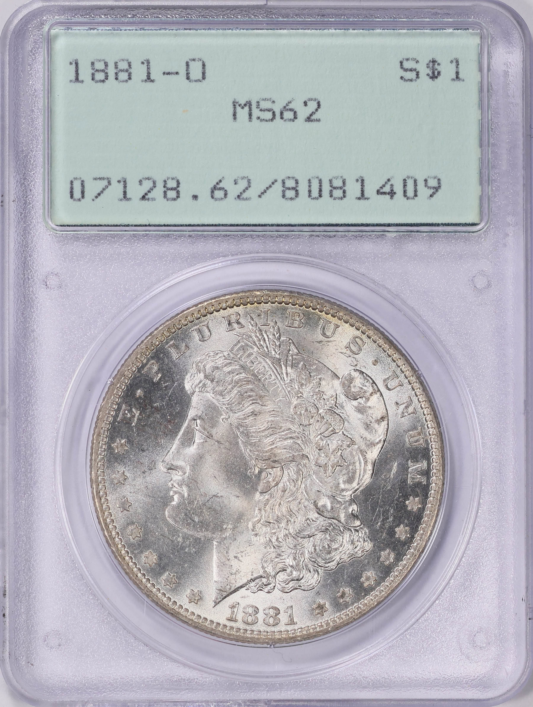 1881-O Morgan Silver Dollar PCGS MS-62 OGH (1st Gen) (Item 1786439) | GreatCollections Coin Auctions