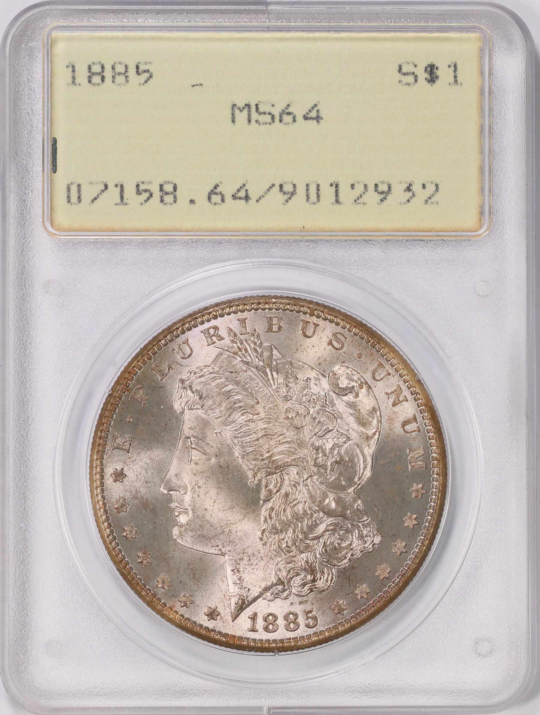 1885 Morgan Silver Dollar PCGS MS-64 OGH (1st Gen) (Toned) (Item 1786442) | GreatCollections ...