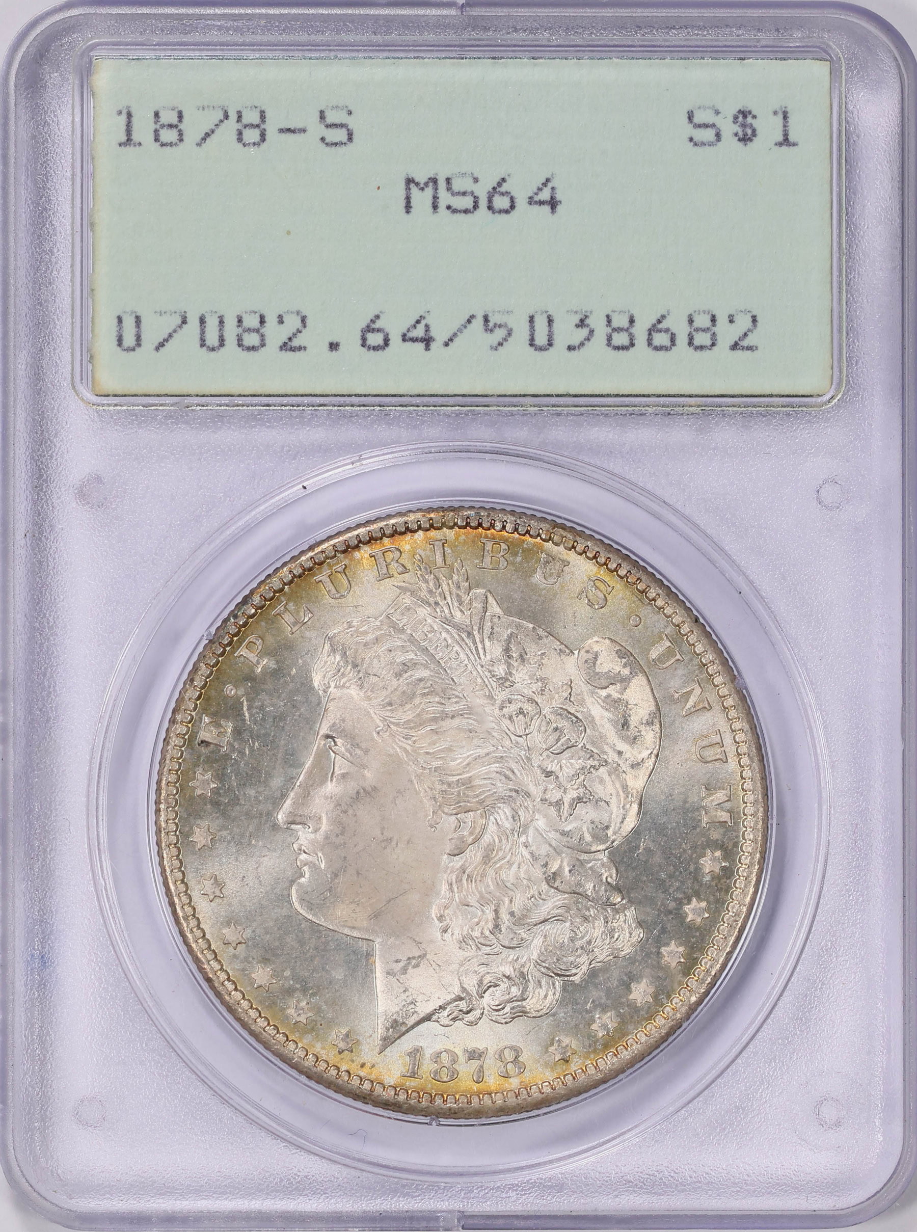 1878-S Morgan Silver Dollar PCGS MS-64 OGH (1st Gen) (Item 1786452) | GreatCollections Coin Auctions