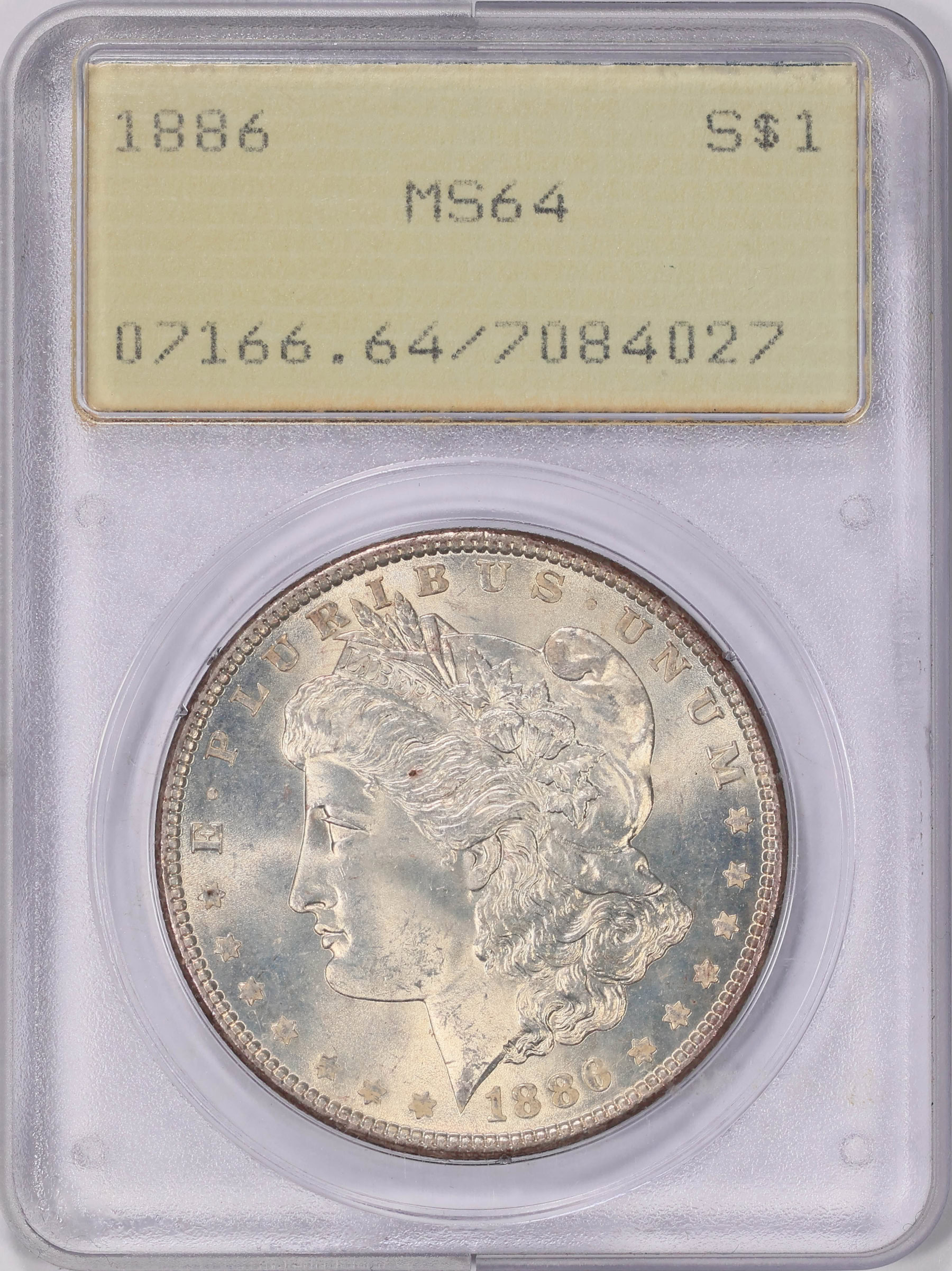 1886 Morgan Silver Dollar PCGS MS-64 OGH (1st Gen) (Item 1786453) | GreatCollections Coin Auctions