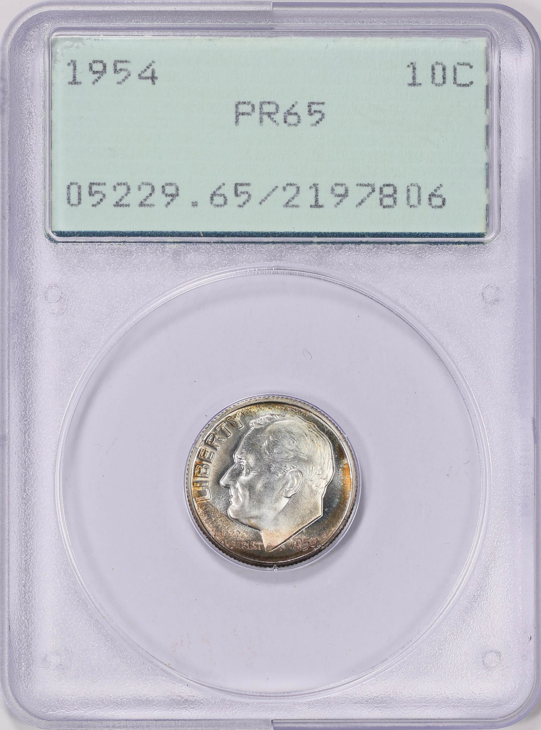 1954 Roosevelt Dime PCGS Proof-65 OGH (1st Gen) (Toned) (Item 1786461 ...
