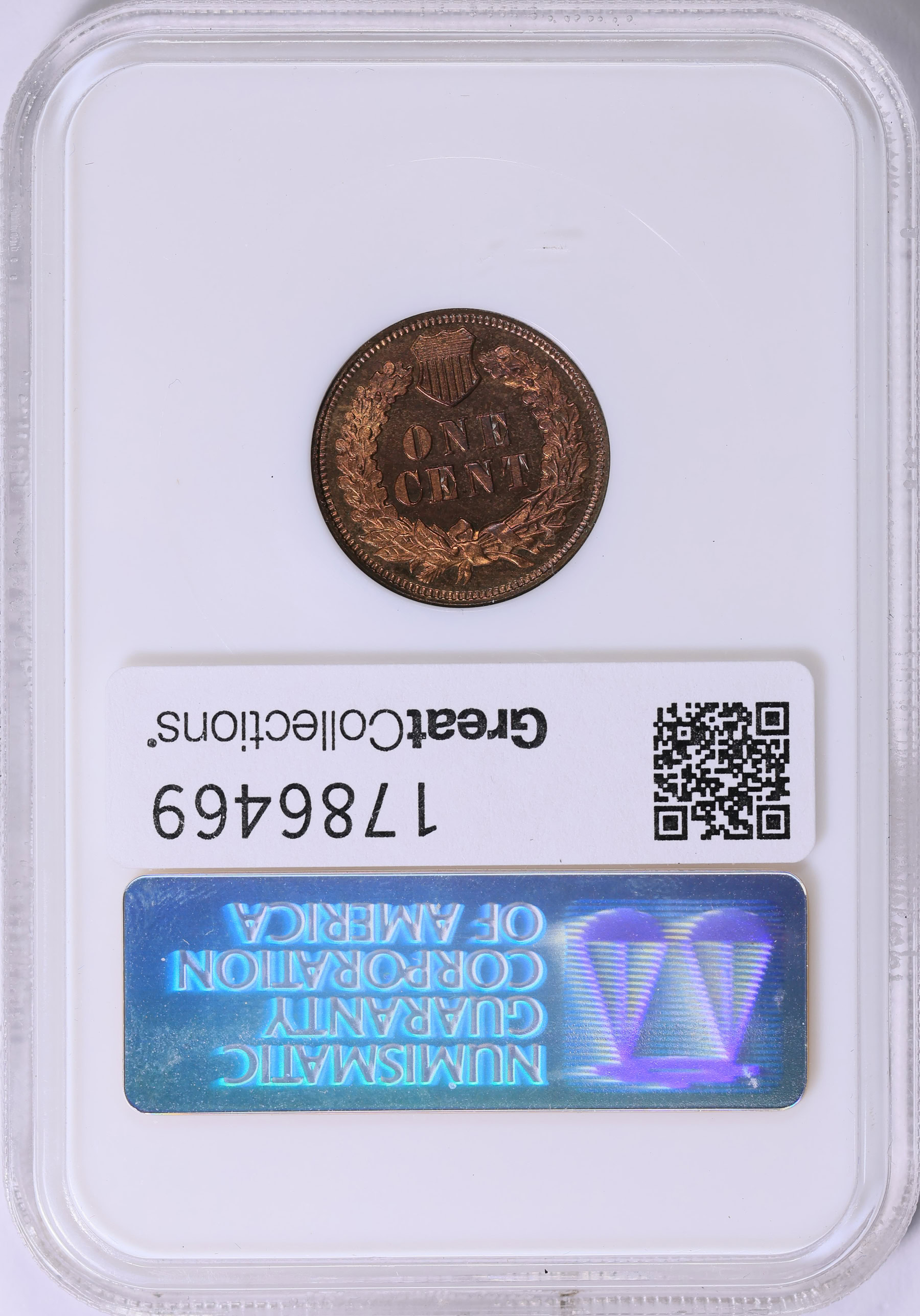 1877 Indian Cent NGC Proof-65 RB (CAC Green) (Toned) OH (Item 1786469 ...