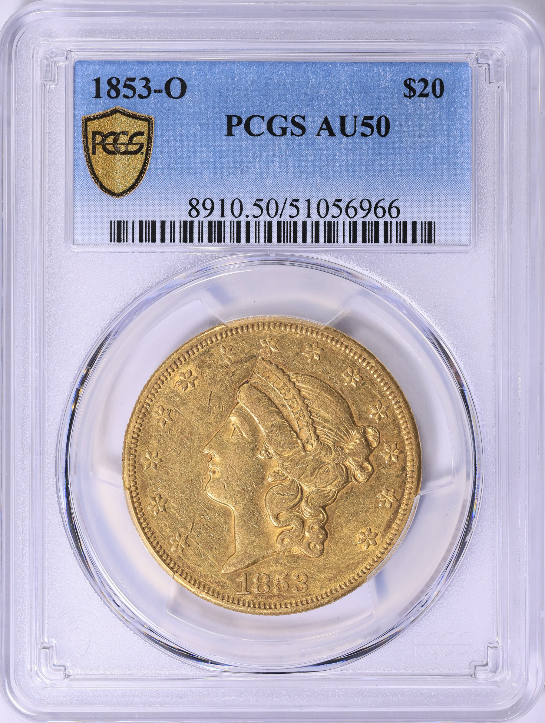 1853-O Liberty Gold Double Eagle PCGS AU-50 (Item 1786505) | GreatCollections Coin Auctions