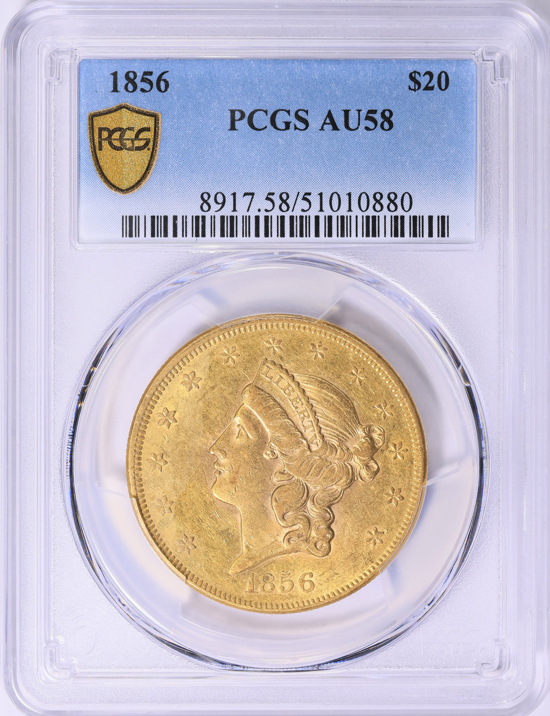 1856 Liberty Gold Double Eagle PCGS AU-58 (Item 1786509) | GreatCollections Coin Auctions