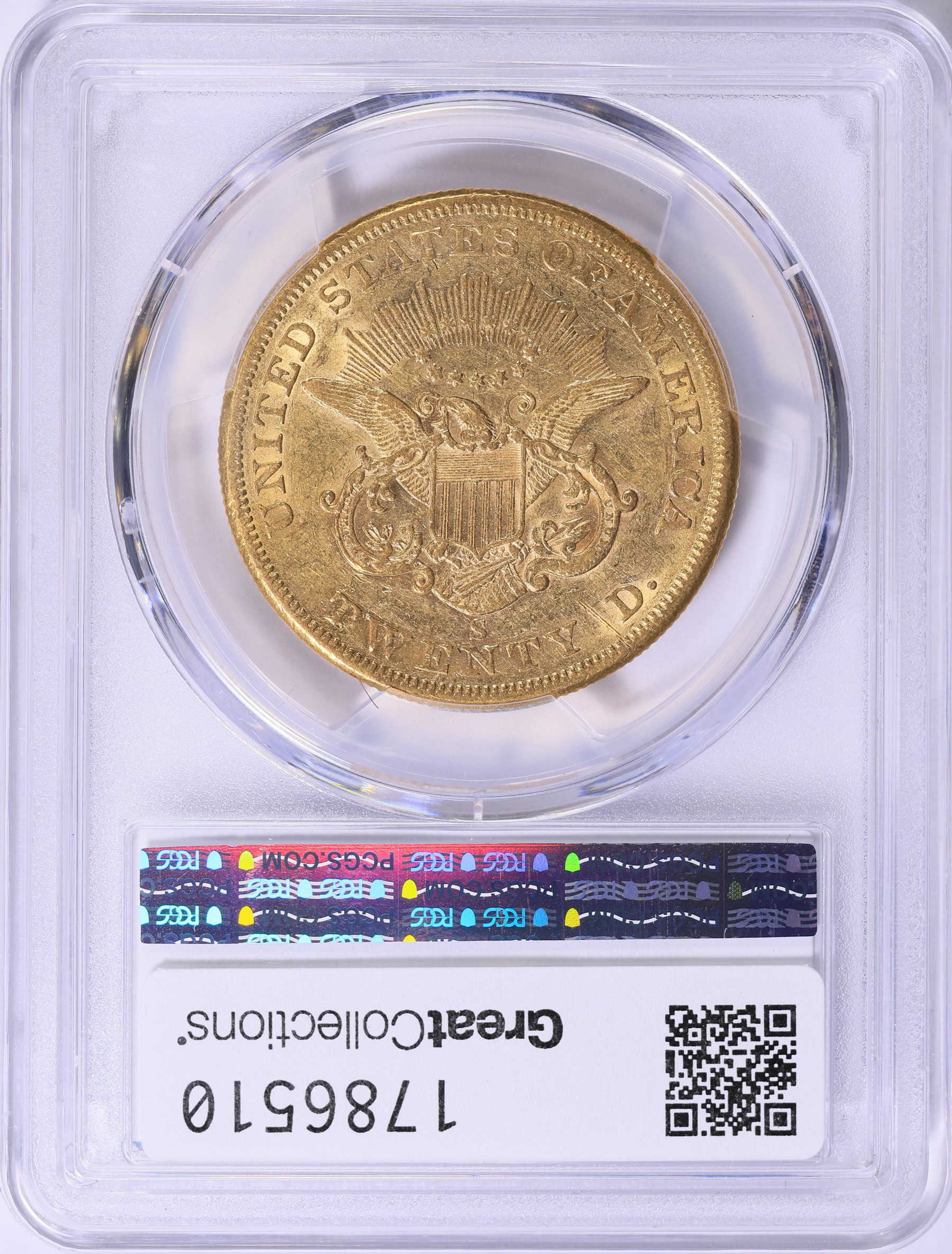1858-S Liberty Gold Double Eagle PCGS AU-53 (Item 1786510) | GreatCollections Coin Auctions