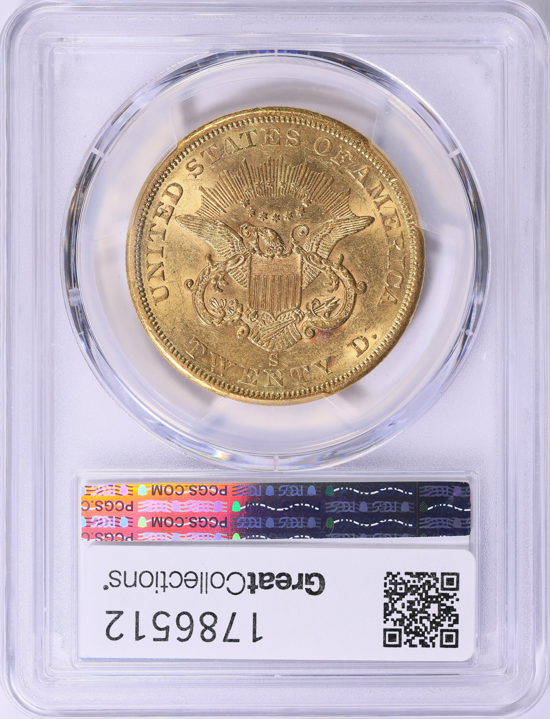 1859-S Liberty Gold Double Eagle PCGS AU-55 (Item 1786512) | GreatCollections Coin Auctions