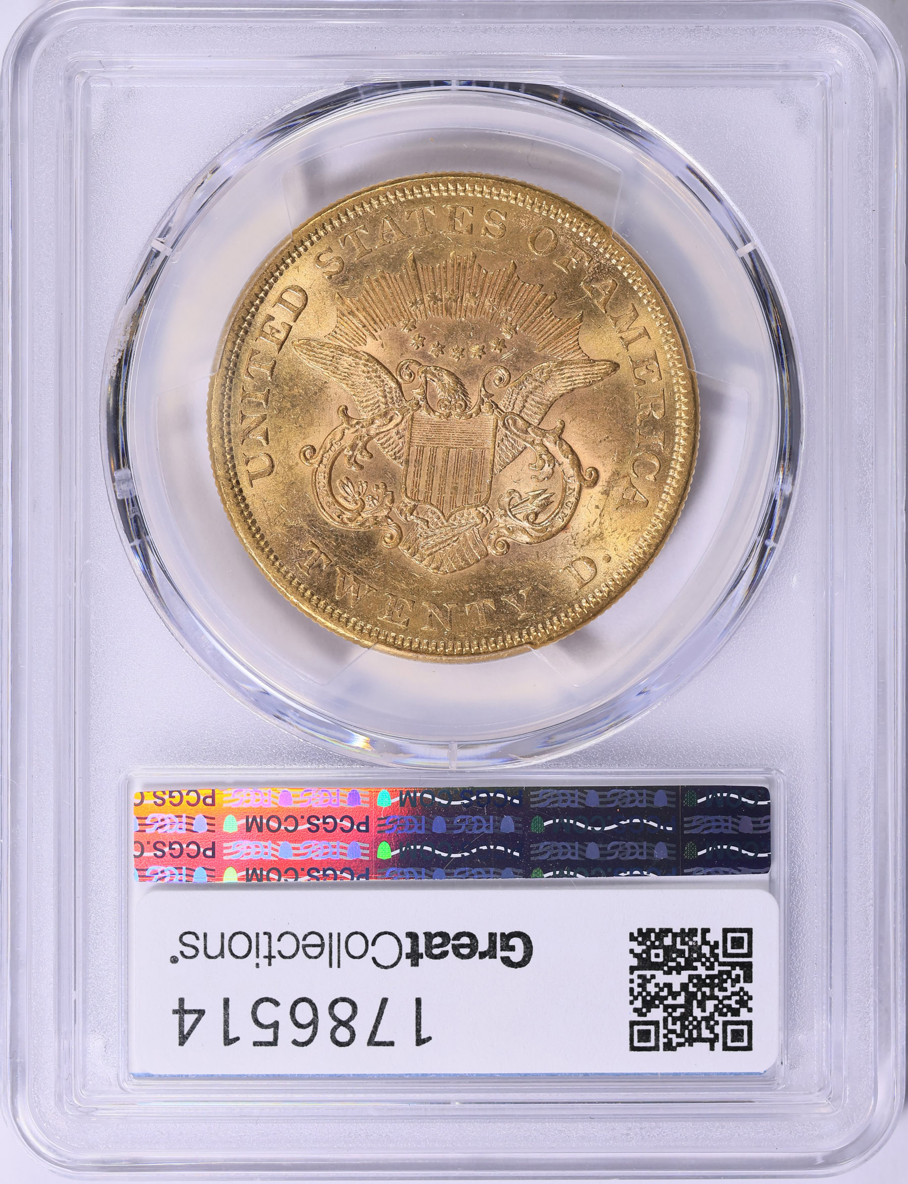1861 Liberty Gold Double Eagle PCGS MS-61 (Item 1786514) | GreatCollections Coin Auctions